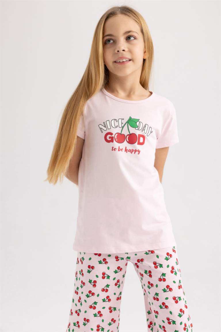 Pink GIRLS & TEENS Girl Patterned Short Sleeve Pajamas Set 2752726 ...