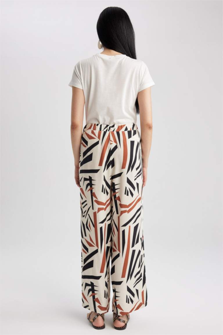 Beige Woman Palazzo Linen Blend Pants 2817331 | DeFacto