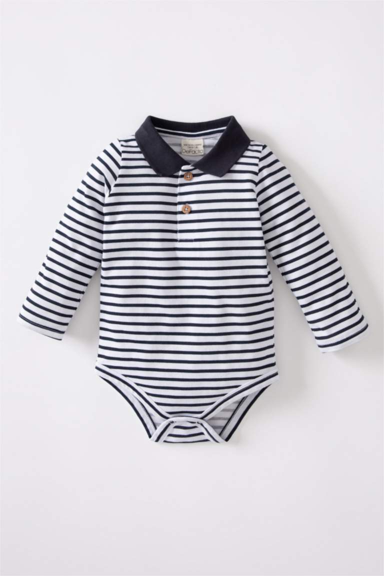 White BABY BOY Baby Boy Pique Long Sleeve Snap Snap Body 2775610 | DeFacto