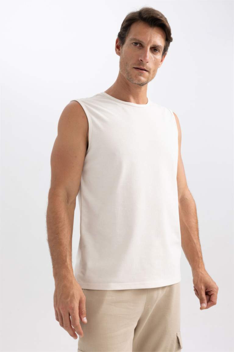 Ecru Man Regular Fit Pique Crew Neck Tank Top 2934517 | DeFacto