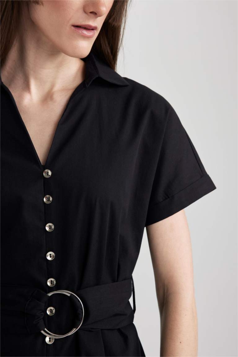 Noir FEMME Robes Popeline Col De Chemise 2809796 | DeFacto