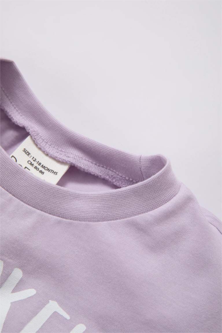 Purple BABY GIRL Baby Girl Crew Neck Slogan Printed Short Sleeved T ...