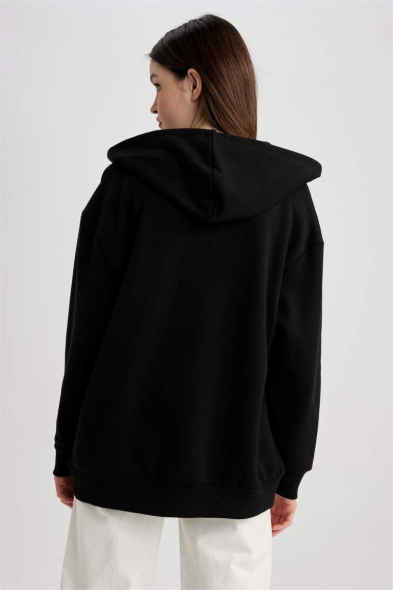 Черный Женская Свитшот оверсайз с капюшоном 2777560 | DeFacto