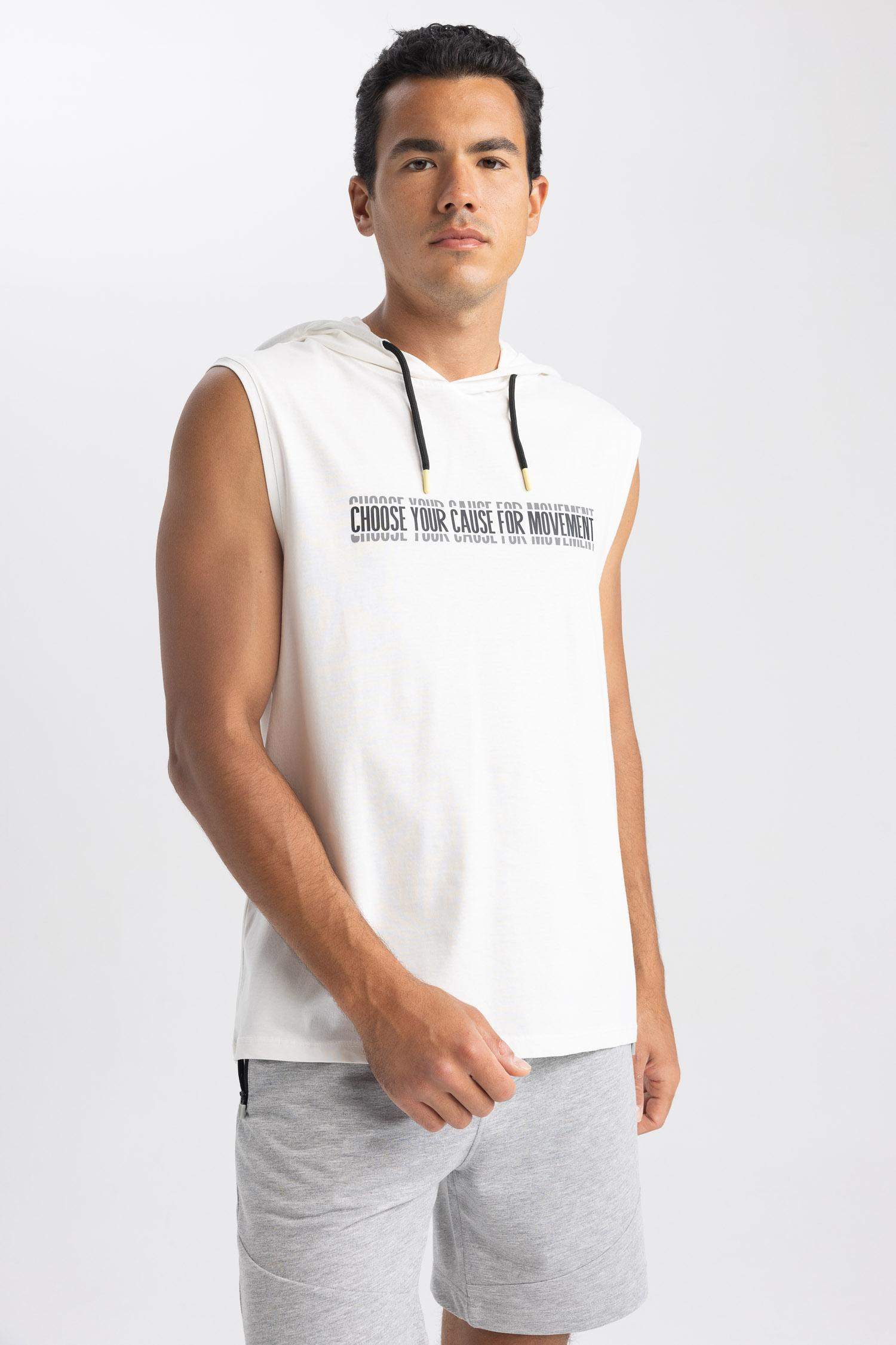 Écru HOMME Imprimé Encapuchonné Coupe Slim Top DefactoFit 2822514 | DeFacto