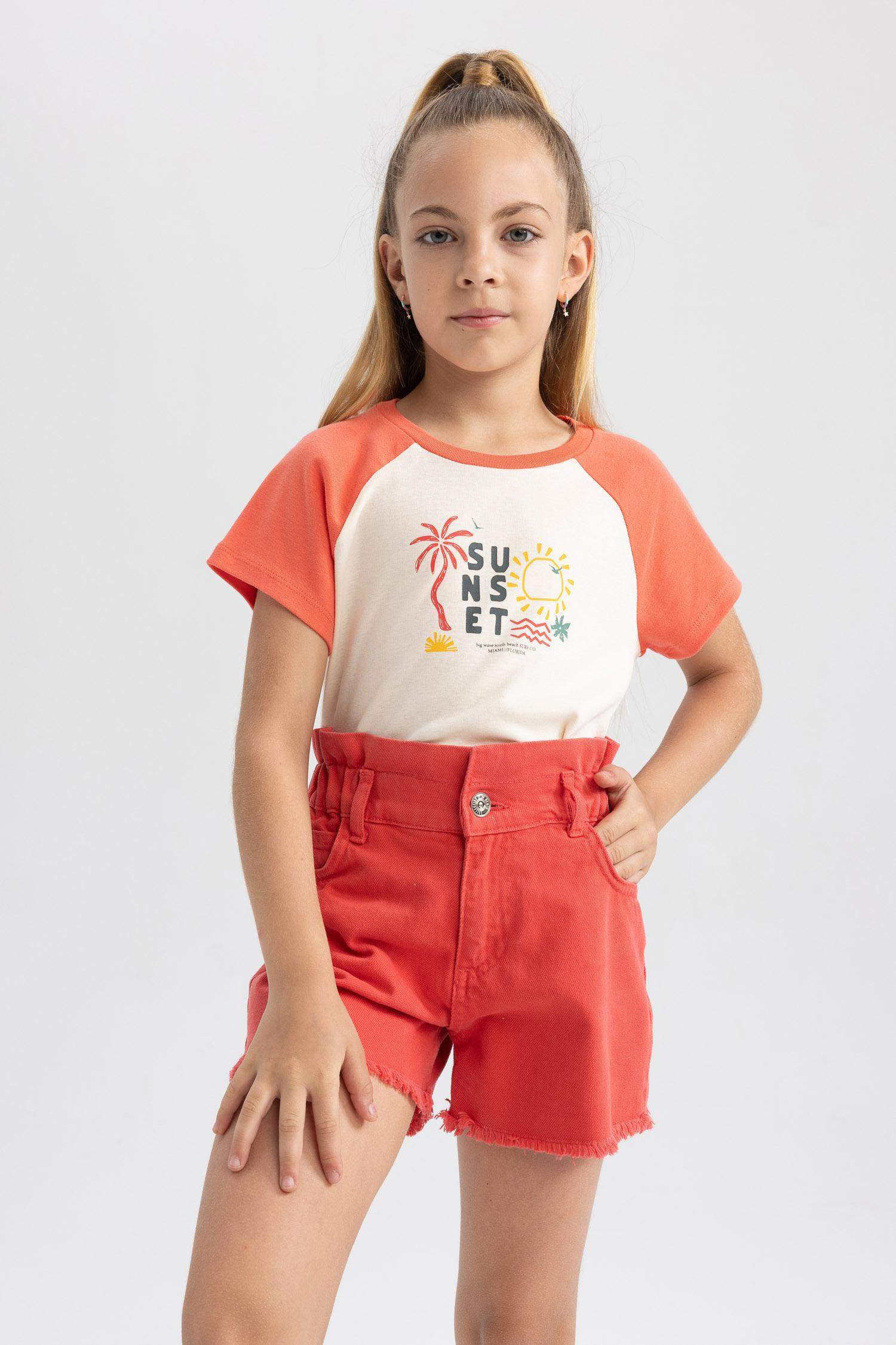 Ecru GIRLS & TEENS Girl Slim Fit Rib Short Sleeve T-Shirt 2803256 | DeFacto