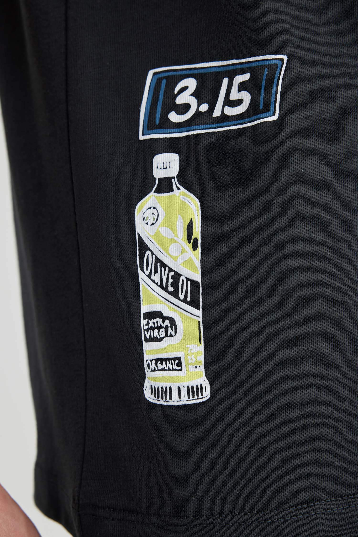 Antrasit Erkek Comfort Fit Bisiklet Yaka Baskılı %100 Pamuk Tişört ...