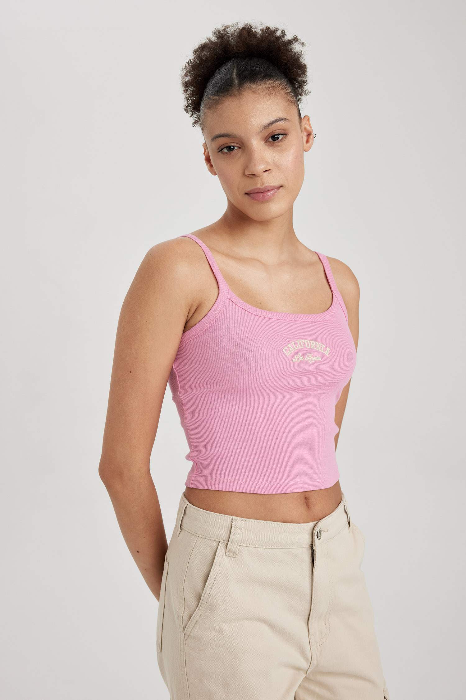 Pink WOMAN Cool Fitted Ribbed Camisole Crop Top 2818296 | DeFacto
