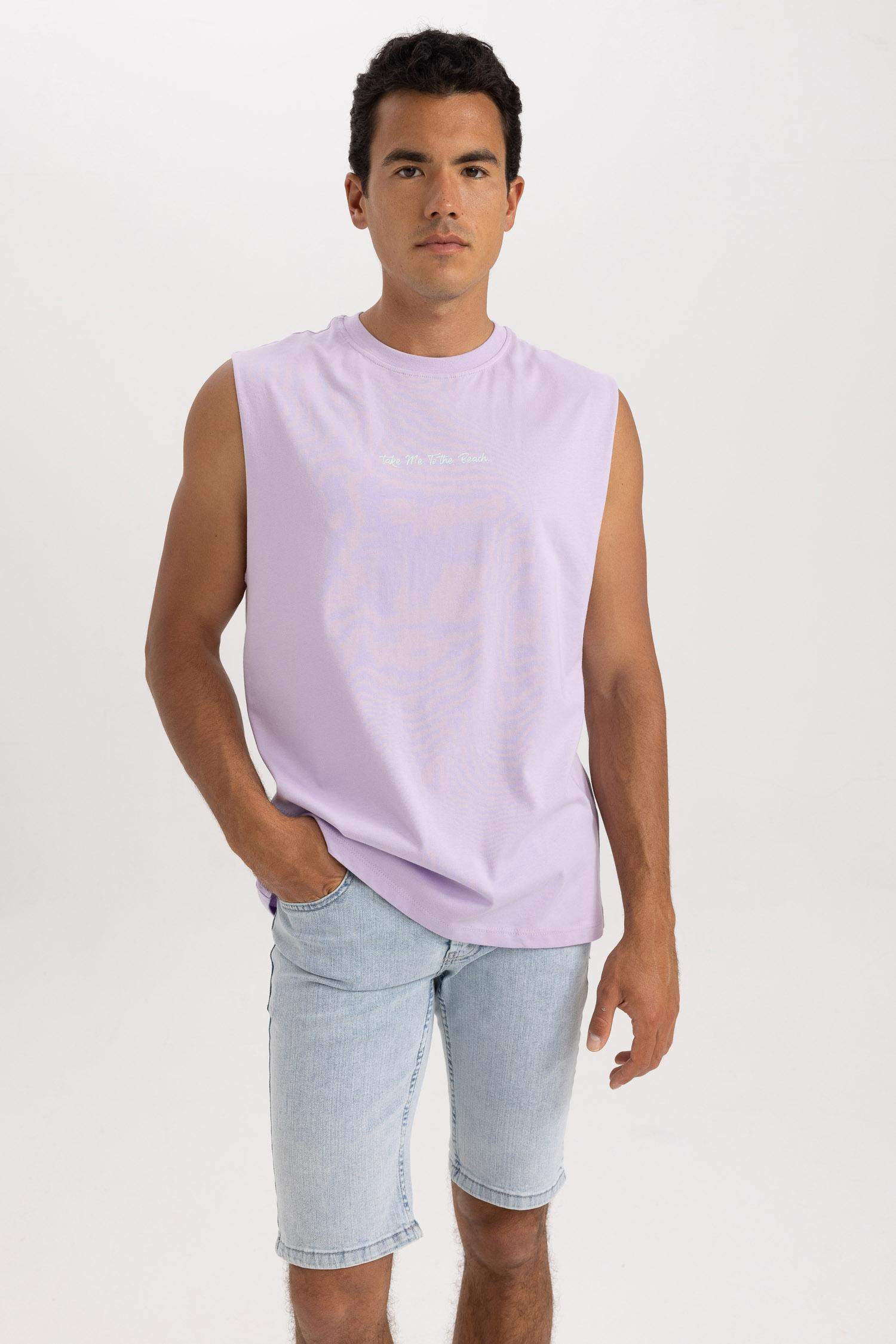 Purple Man Boxy Fit Printed Crew Neck Sleeveless Undershirt 2825499 ...