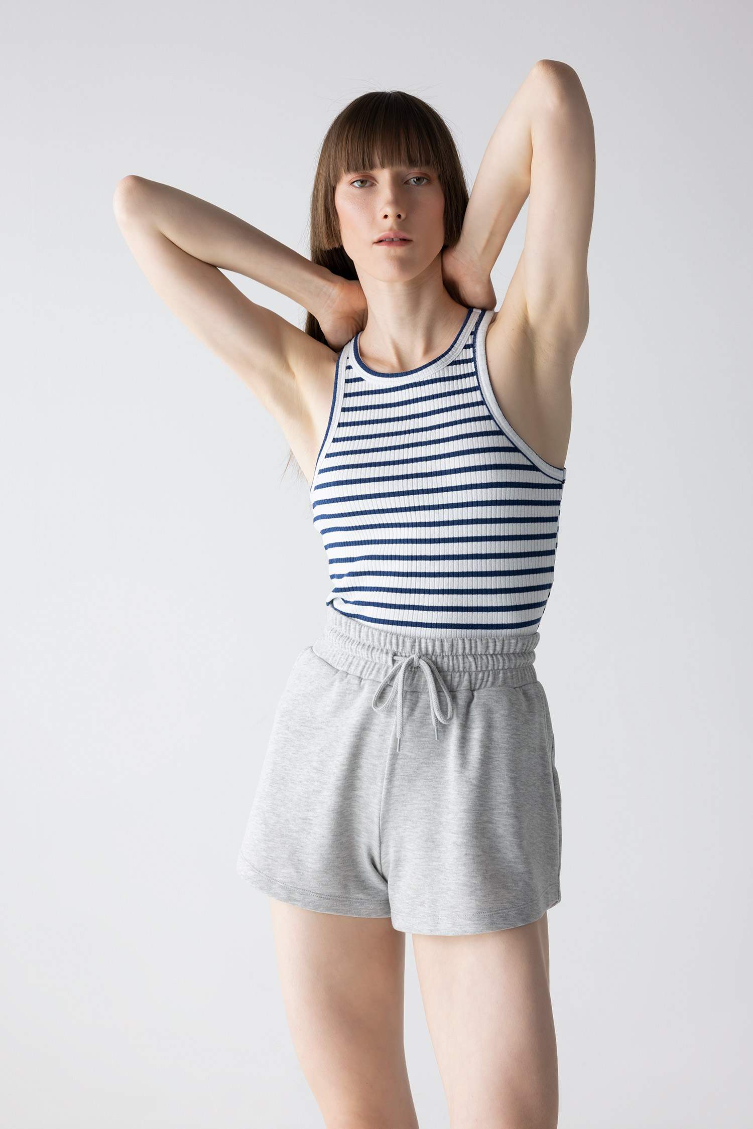 Navy Woman Slim Fit Crew Neck Ribbed Camisole Singlet 2816809 | DeFacto