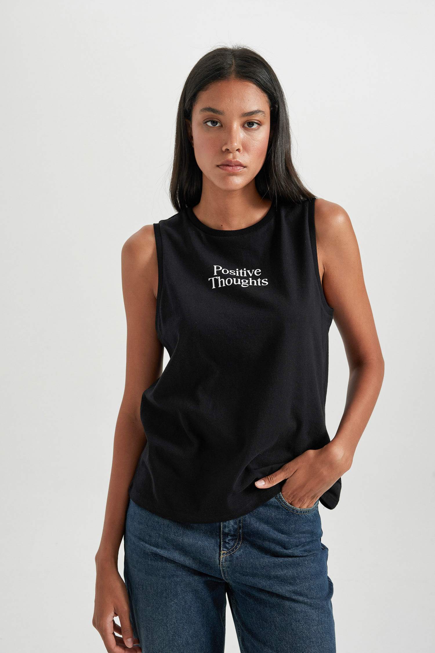 Schwarz Damen Regular Fit Top 2956059 DeFacto