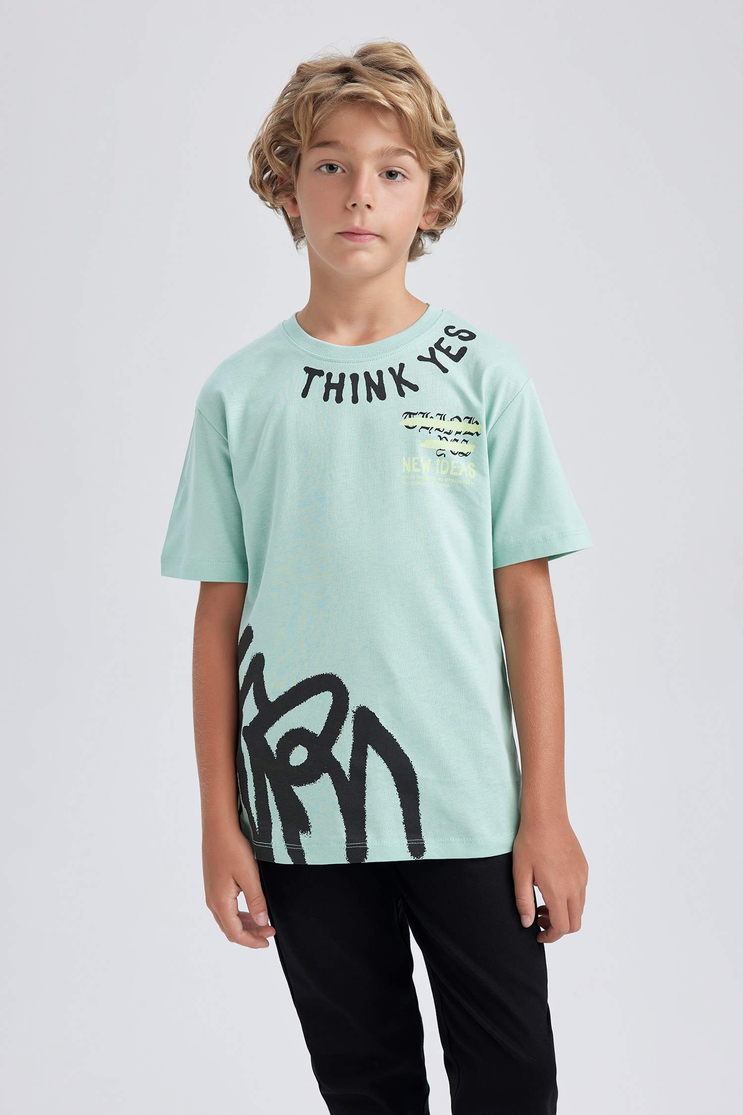 Green Boys & Teens New Regular Fit Printed Short Sleeve T-Shirt 2896304 ...