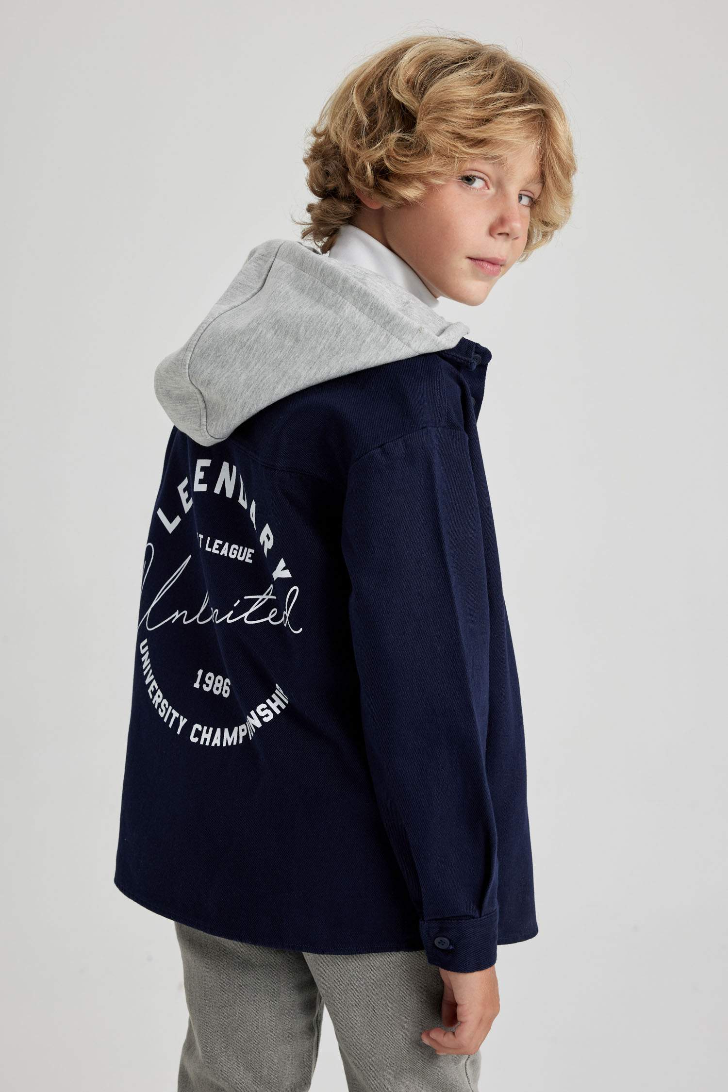 Navy Boys & Teens Oversize Fit Long Sleeve Shirt 2897759 | DeFacto