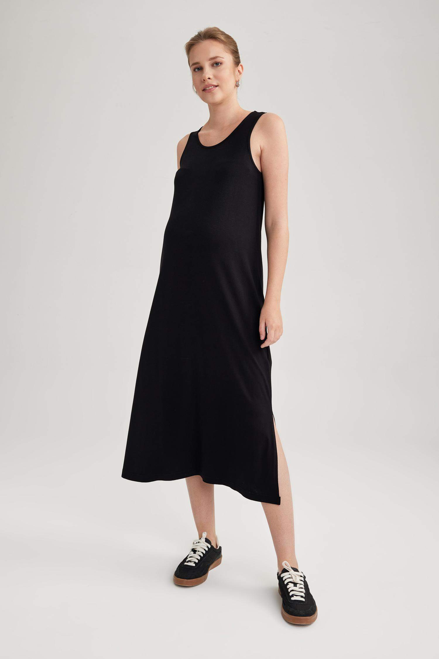 Siyah Kadın Uzun Boy Kolsuz Hamile Elbise 2891073 | DeFacto