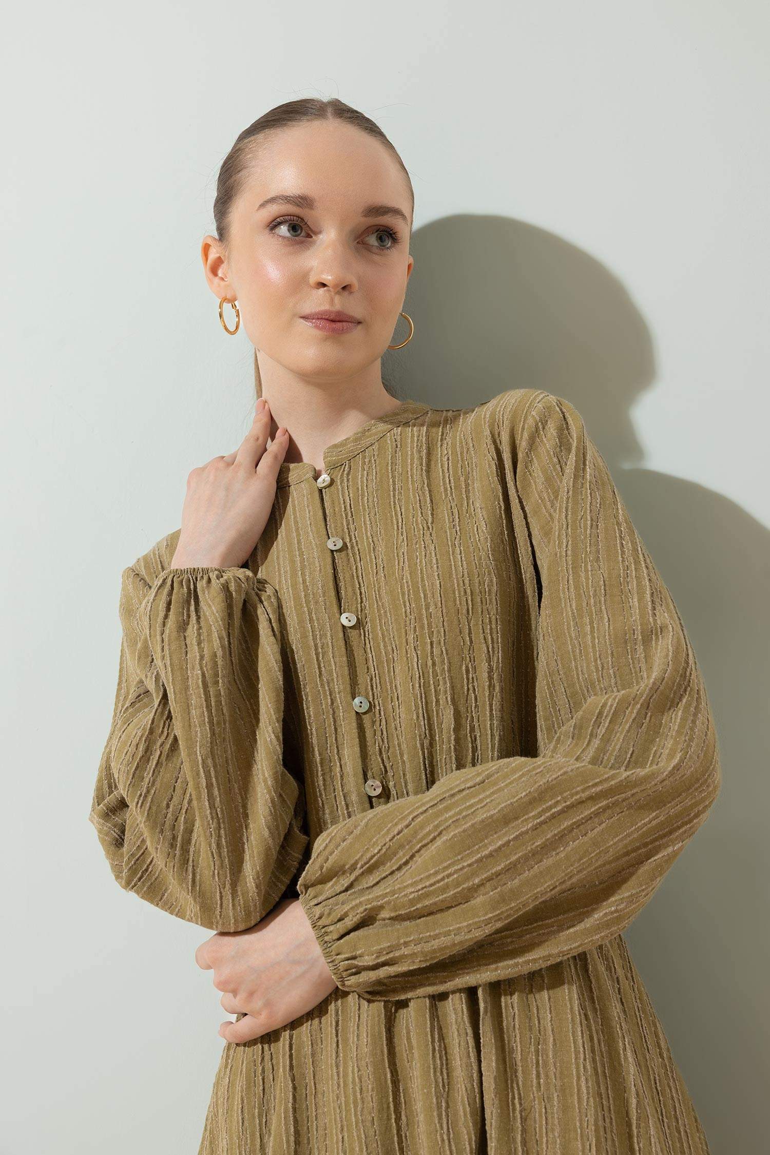 Khaki WOMAN Muslin Dress 2905628 | DeFacto