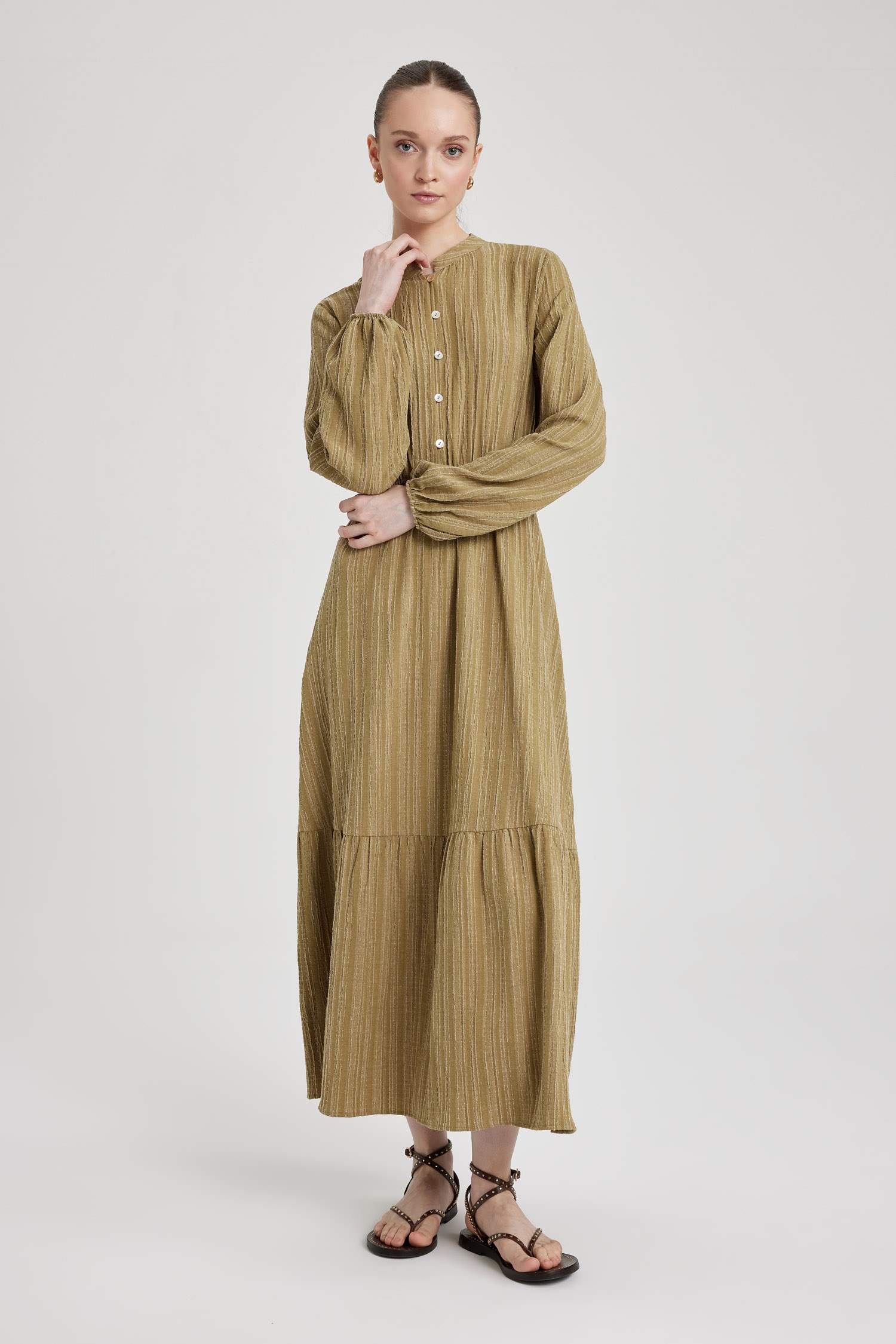 Khaki WOMAN Muslin Dress 2905628 | DeFacto