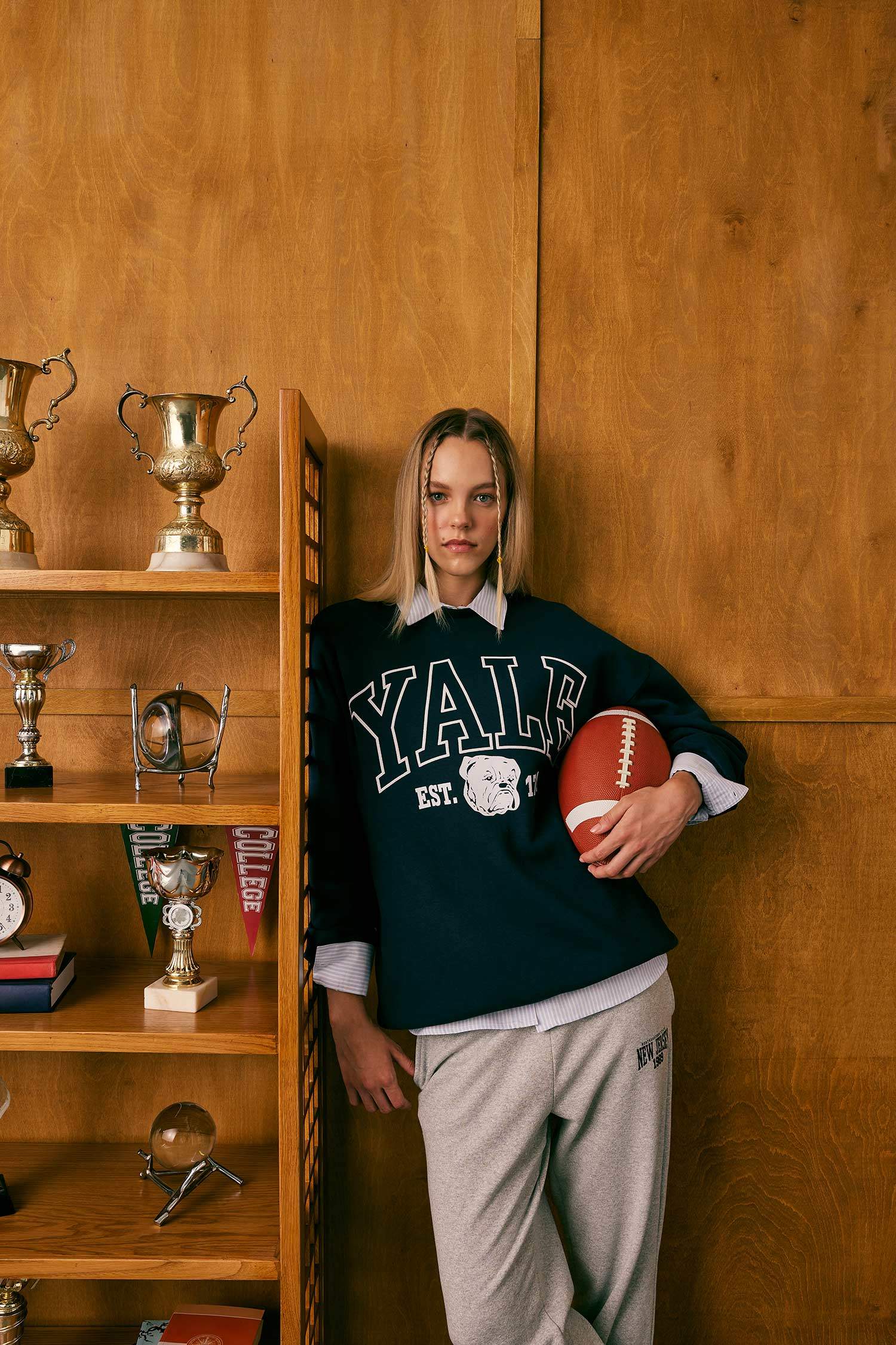 Navy Woman Oversize Fit Yale University Licensed Printed Long Sleeve ...