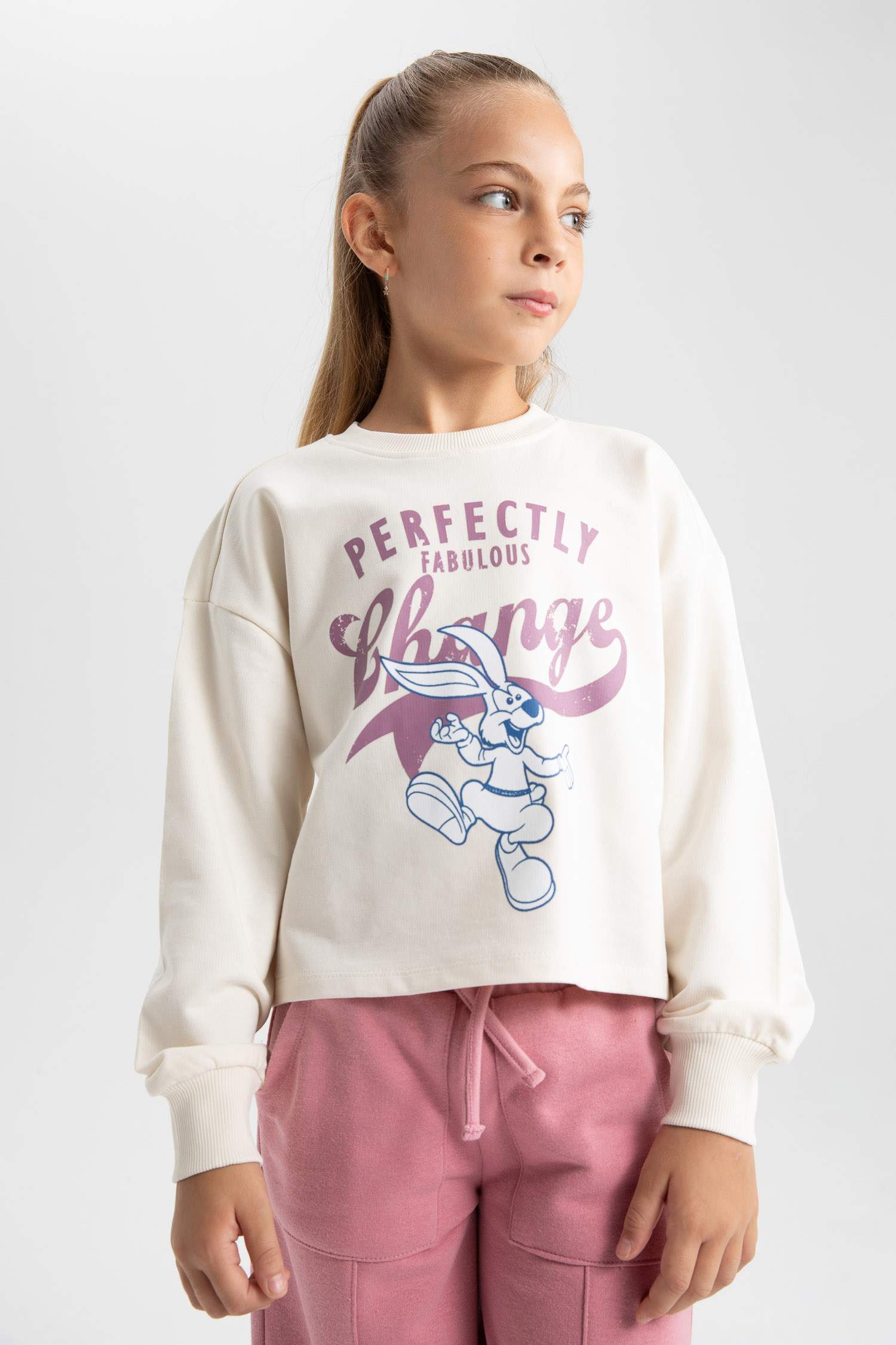Ecru Girls & Teens Crop Crew Neck Sweatshirt 2930182 | DeFacto