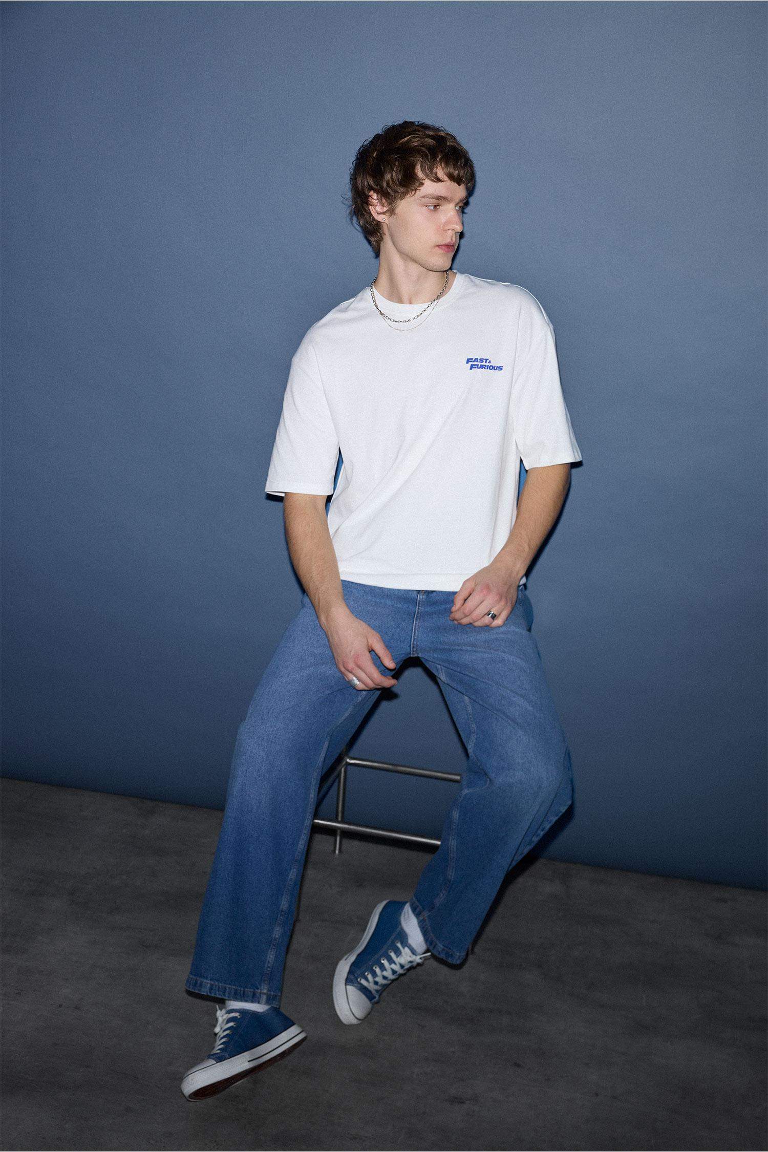 Ecru Man Boxy Fit Crew Neck Short Sleeve T-Shirt 3376405 | DeFacto