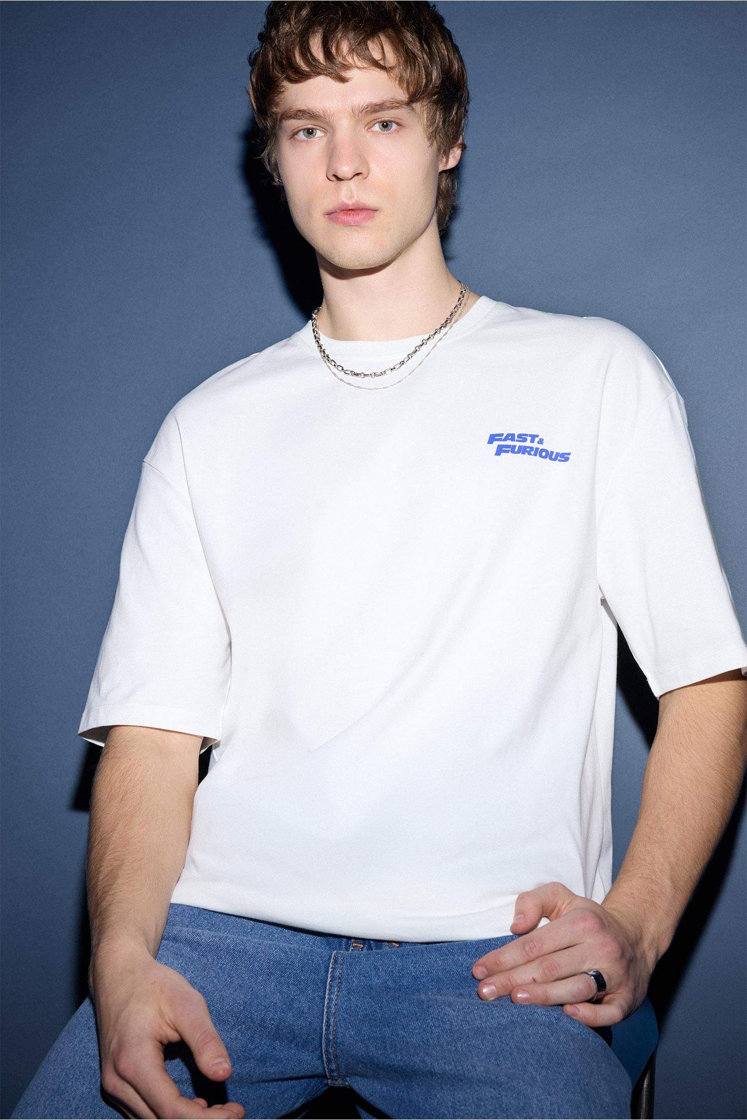 Ecru Man Boxy Fit Crew Neck Short Sleeve T-Shirt 3376405 | DeFacto