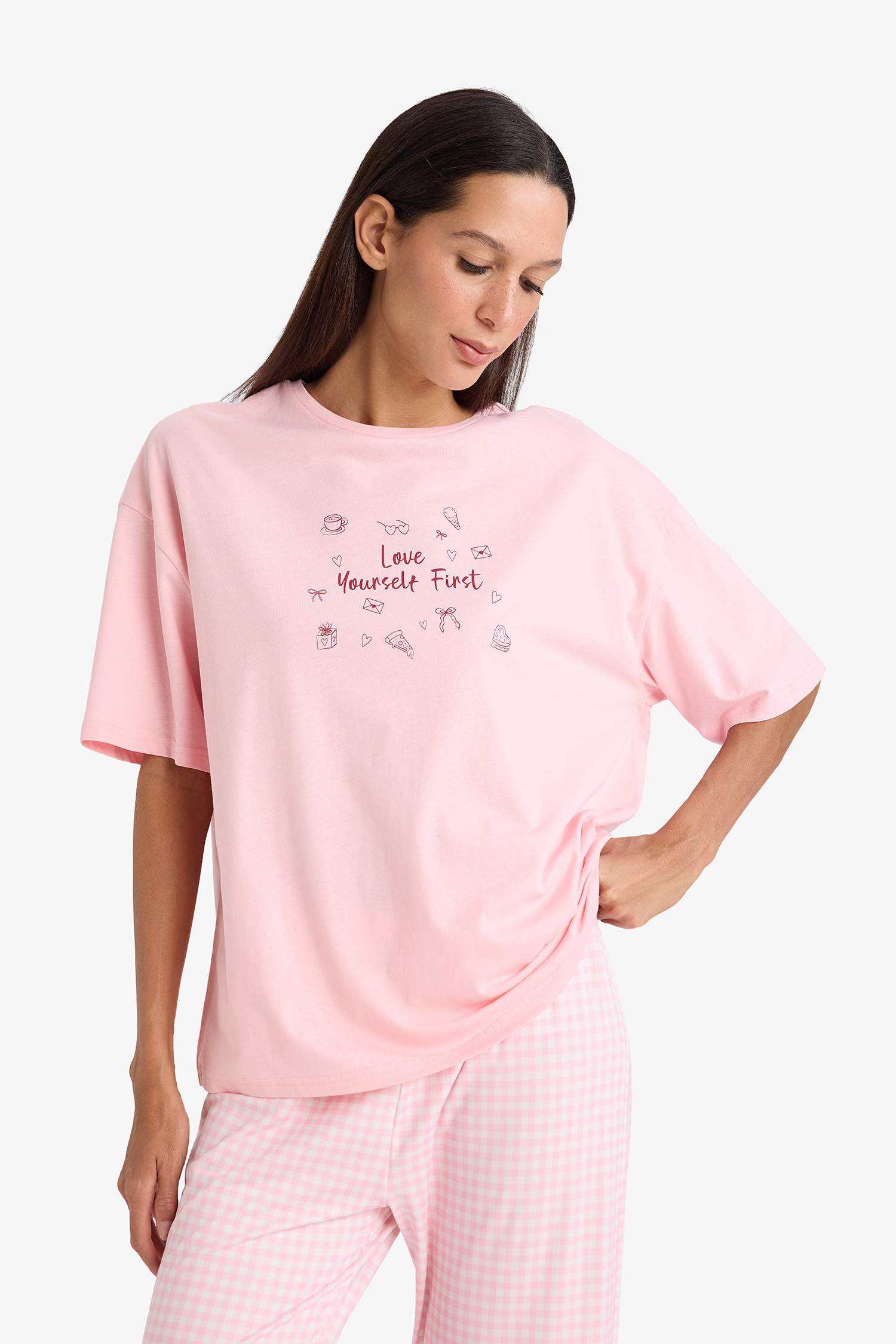 Pink Woman Regular Fit Crew Neck Knitted Tops 3377089 | DeFacto