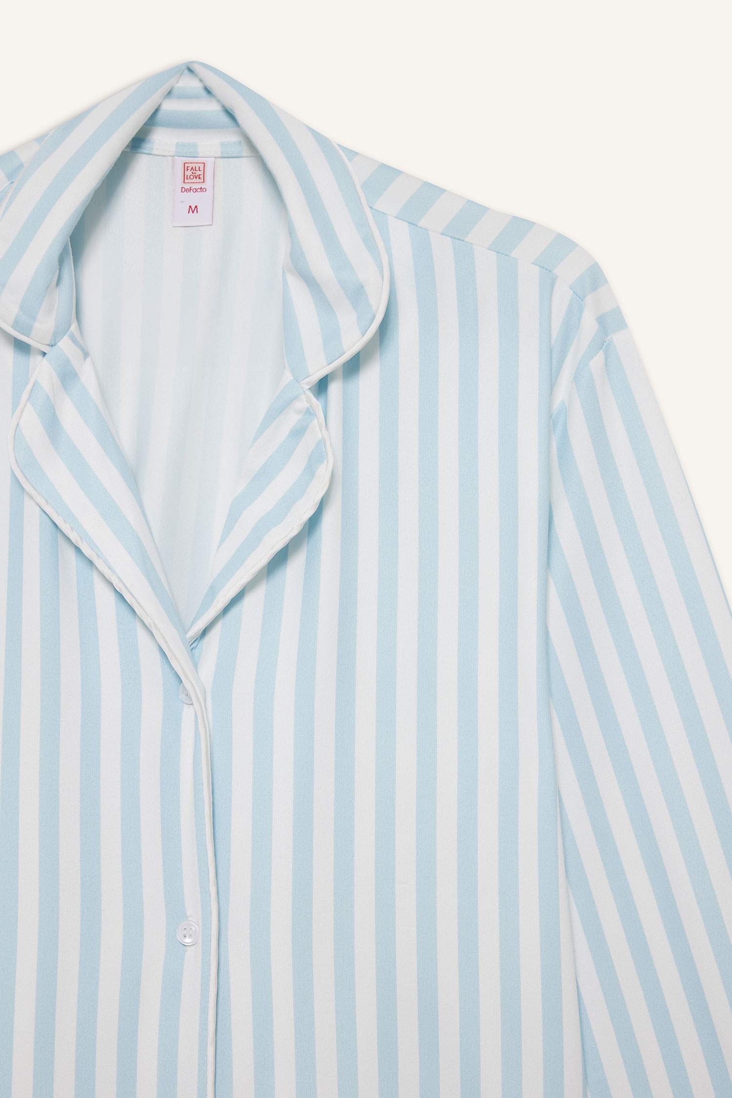 Blue Woman Regular Fit Pyjamas Collar Knitted Tops 3376893 | DeFacto