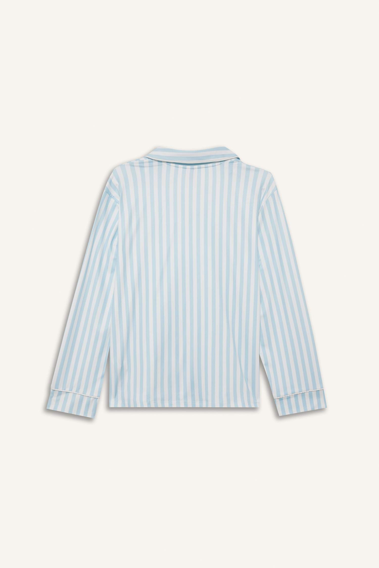 Blue Woman Regular Fit Pyjamas Collar Knitted Tops 3376893 | DeFacto