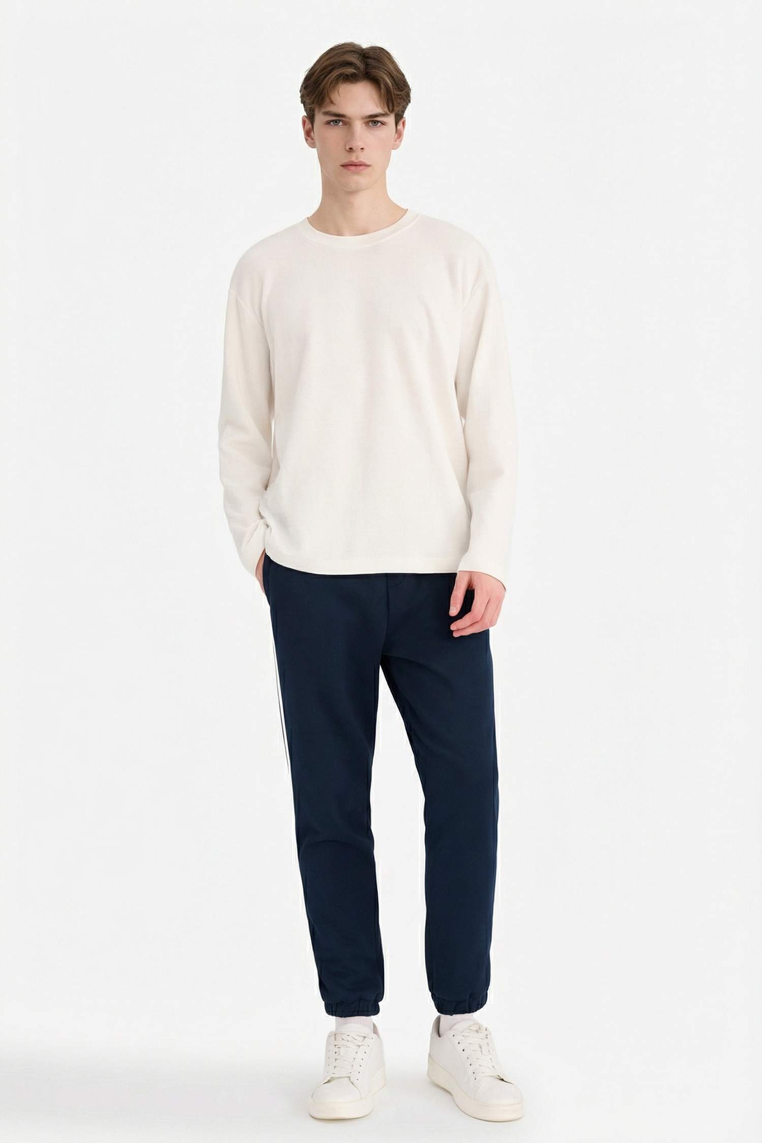 Navy MAN Draw Waist Straight Leg Sweatpants 3428879 | DeFacto