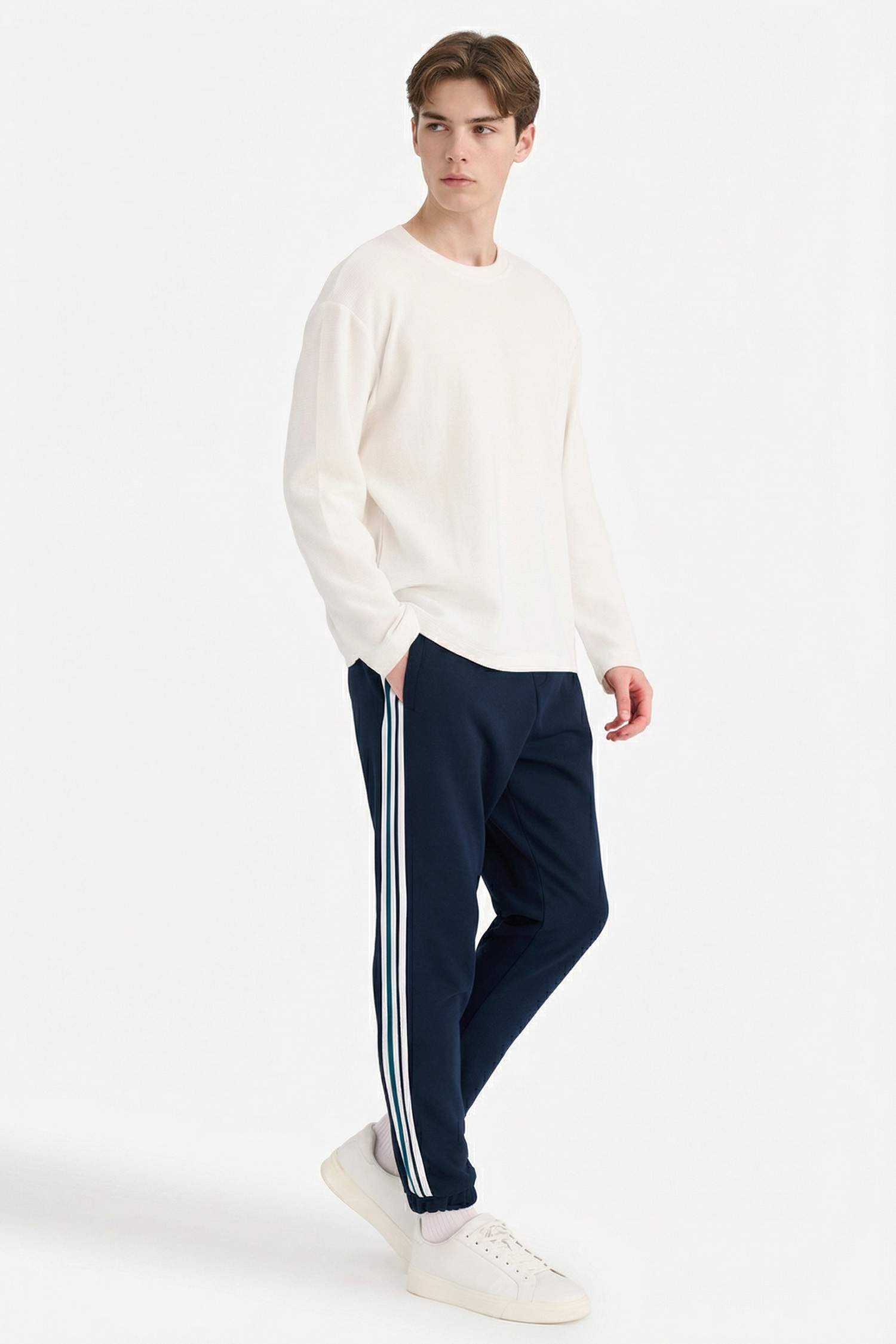 Navy MAN Draw Waist Straight Leg Sweatpants 3428879 | DeFacto