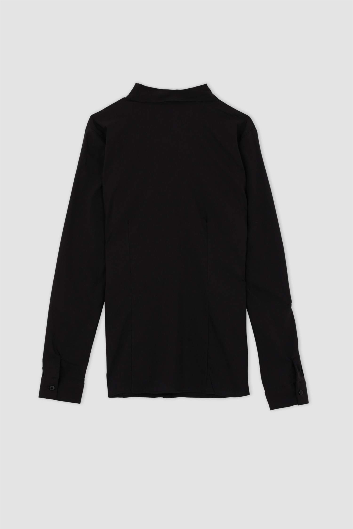 Siyah Kadın Regular Fit Gömlek Yaka Uzun Kollu Gömlek 2559304 | DeFacto