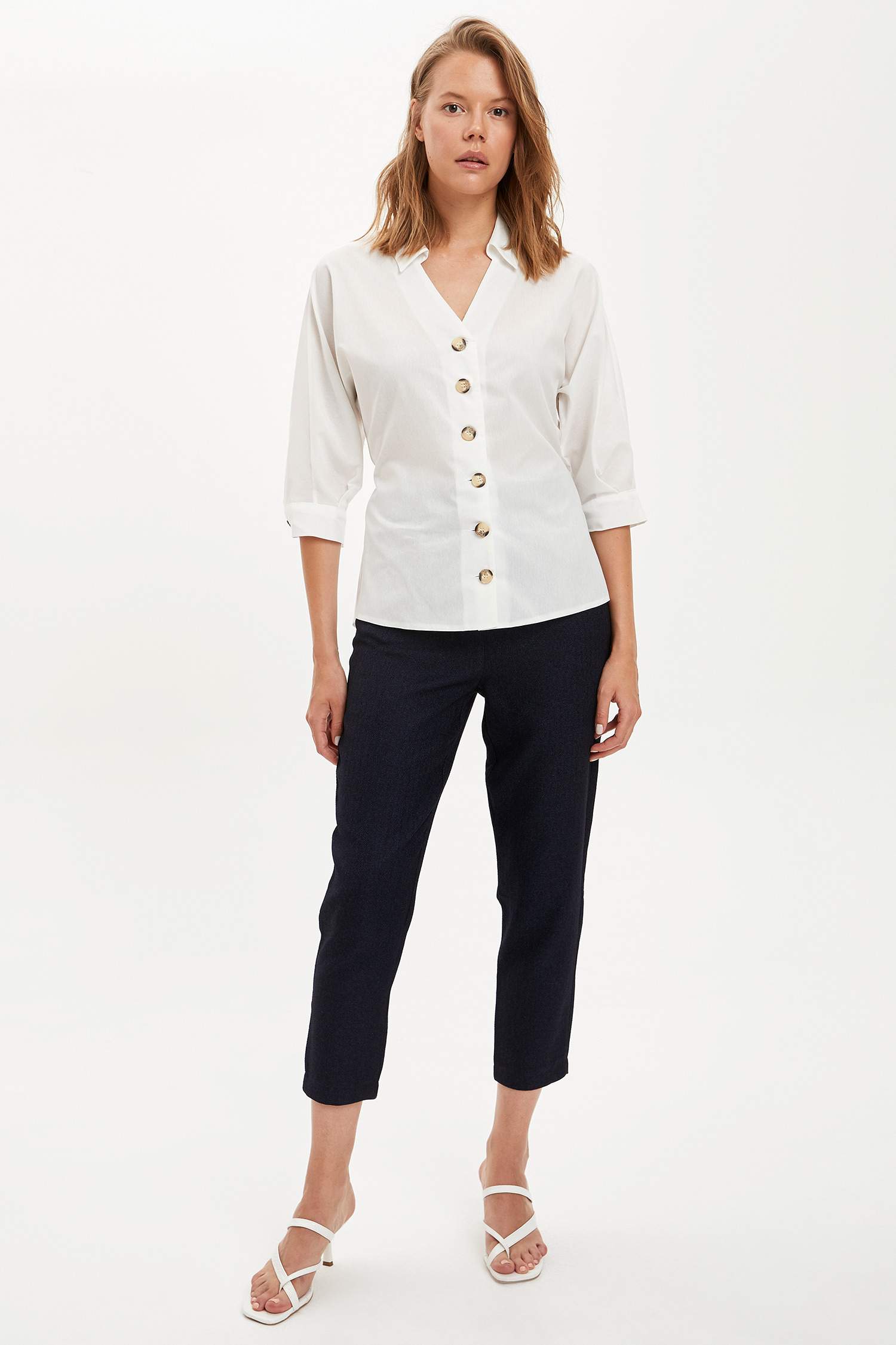 Beyaz Kadın Uzun Kollu Gömlek 1440111 | DeFacto