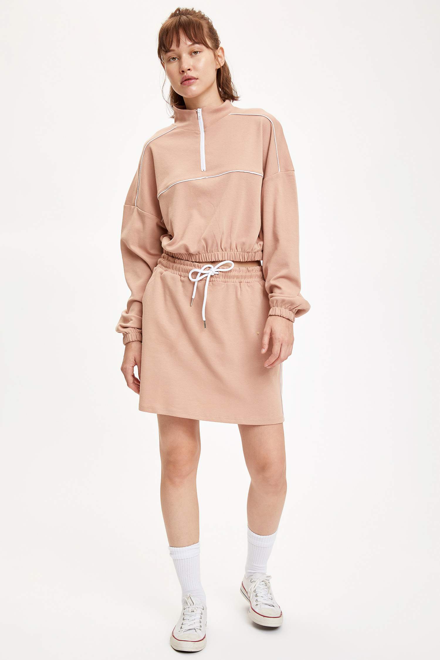 Bej Kadın Bağcıklı Relax Fit Örme Etek 1525166 | DeFacto