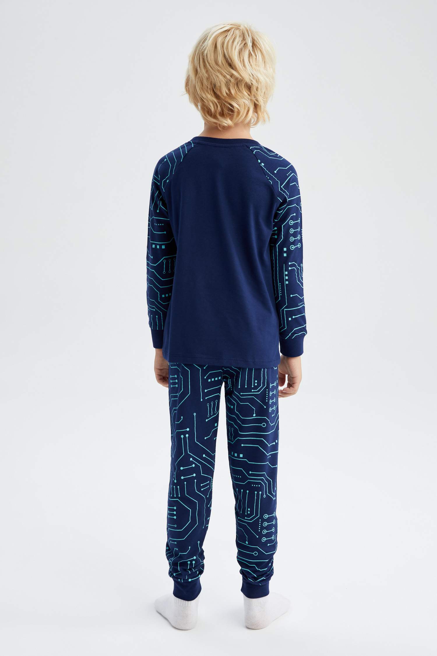 Lacivert Erkek Çocuk - Genç Erkek Erkek Çocuk Ayı Baskılı Pamuklu Uzun ...