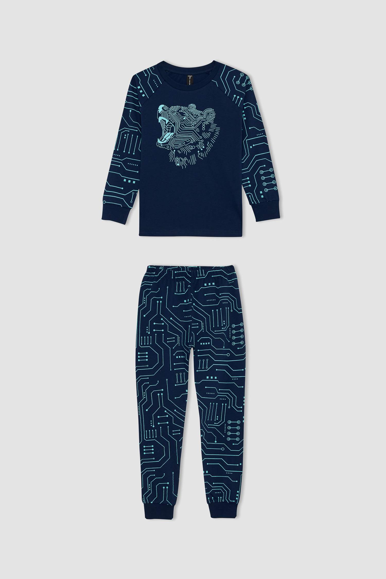 Lacivert Erkek Çocuk - Genç Erkek Erkek Çocuk Ayı Baskılı Pamuklu Uzun ...