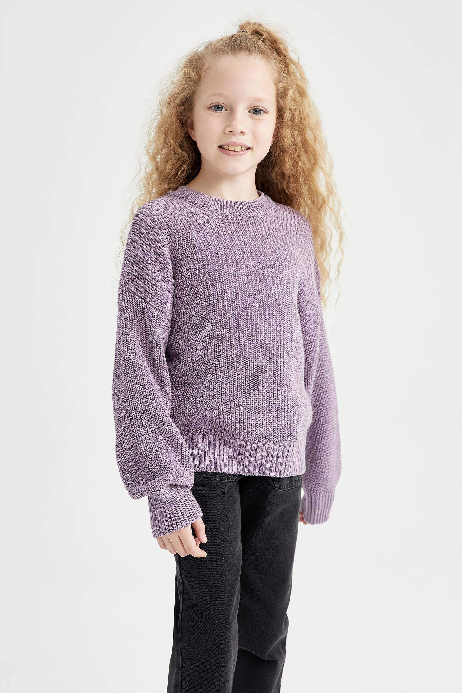 Purple GIRLS & TEENS Girl Regular Fit Crew Neck Pullover 2505756 | DeFacto
