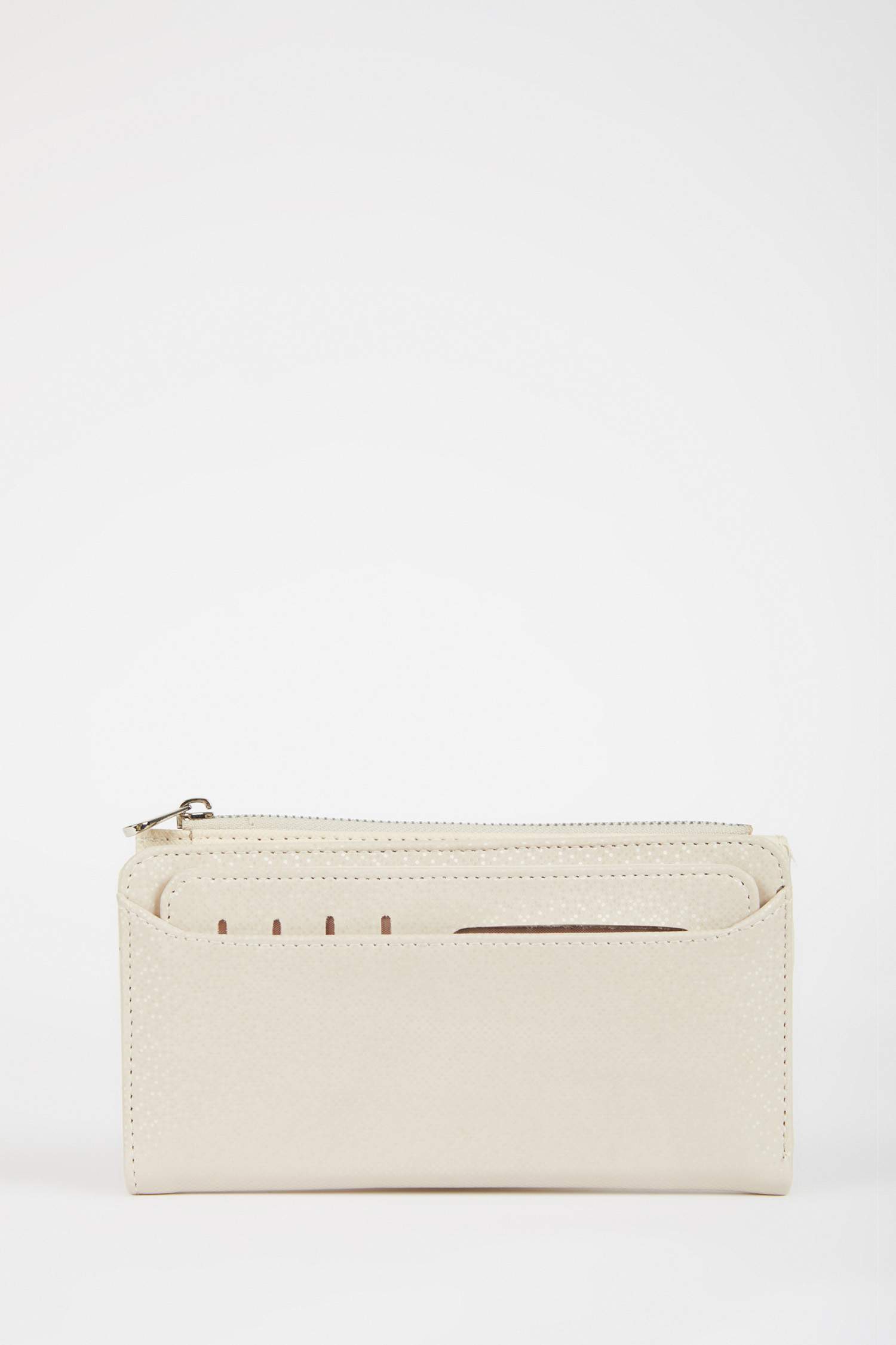 Beige WOMAN Zippered Faux Leather Zippered Wallet 2327382 | DeFacto