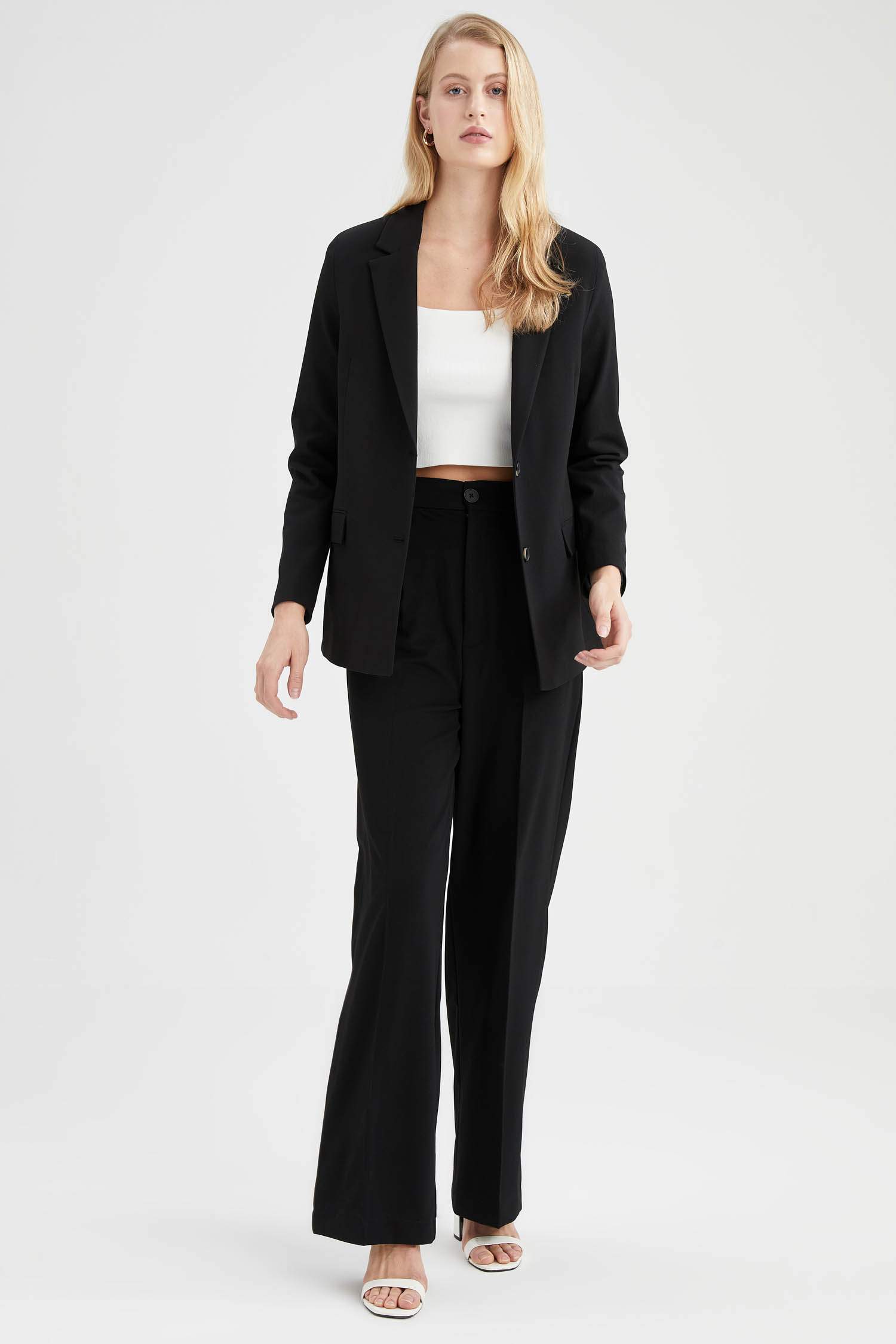 Siyah Kadın Relax Fit Blazer 2418315 | DeFacto