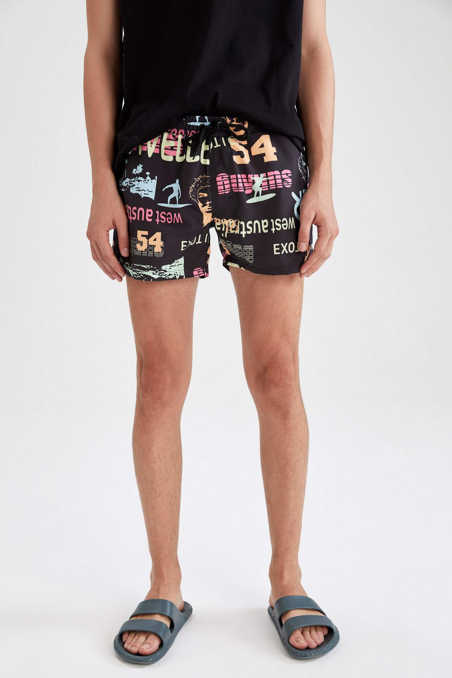Black Man Patterned Extra Short Swimming Shorts 2565418 | DeFacto