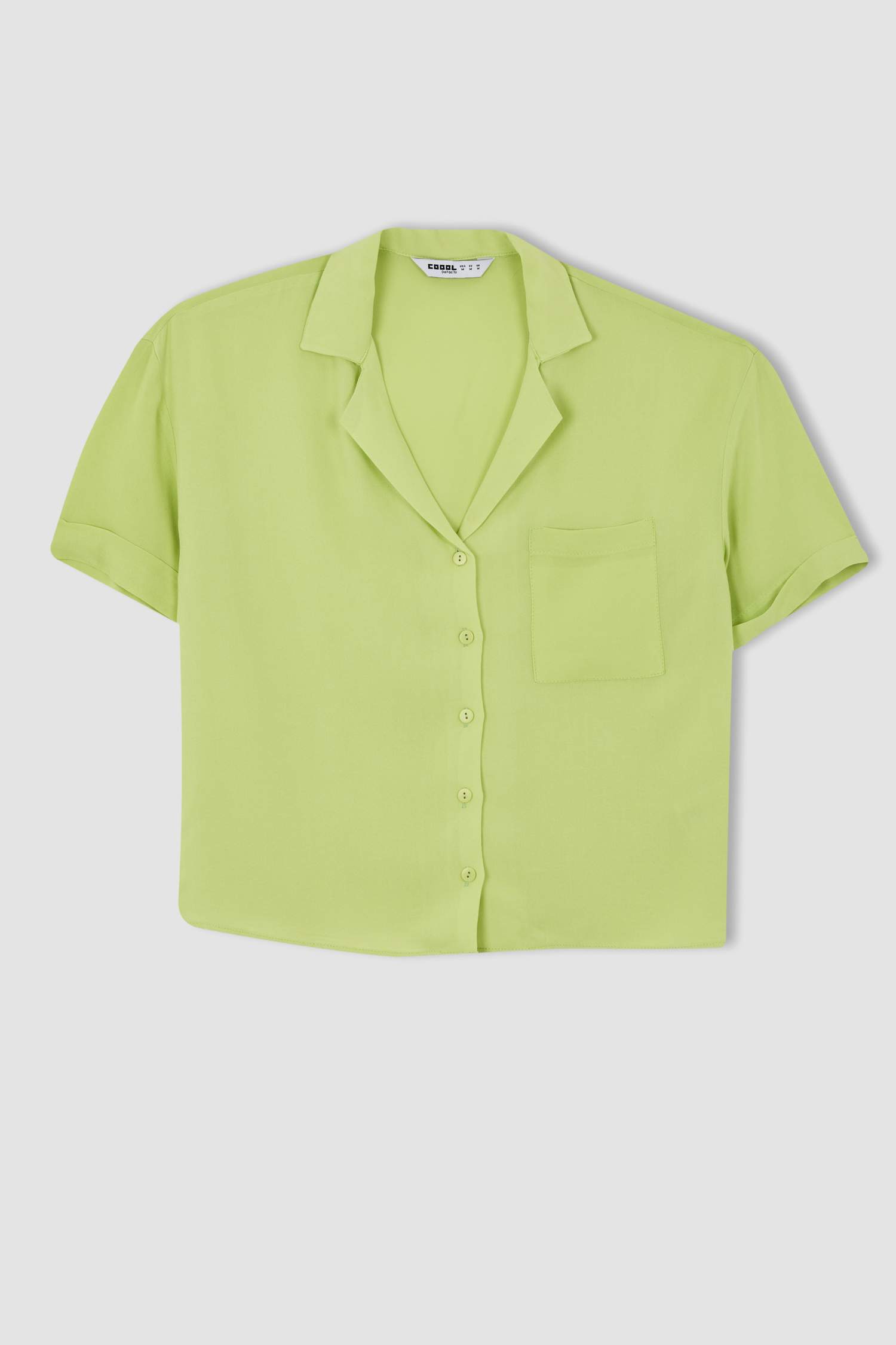 Green Woman Relax Fit Pajama Collar Short Sleeve Shirt 2667376 | DeFacto