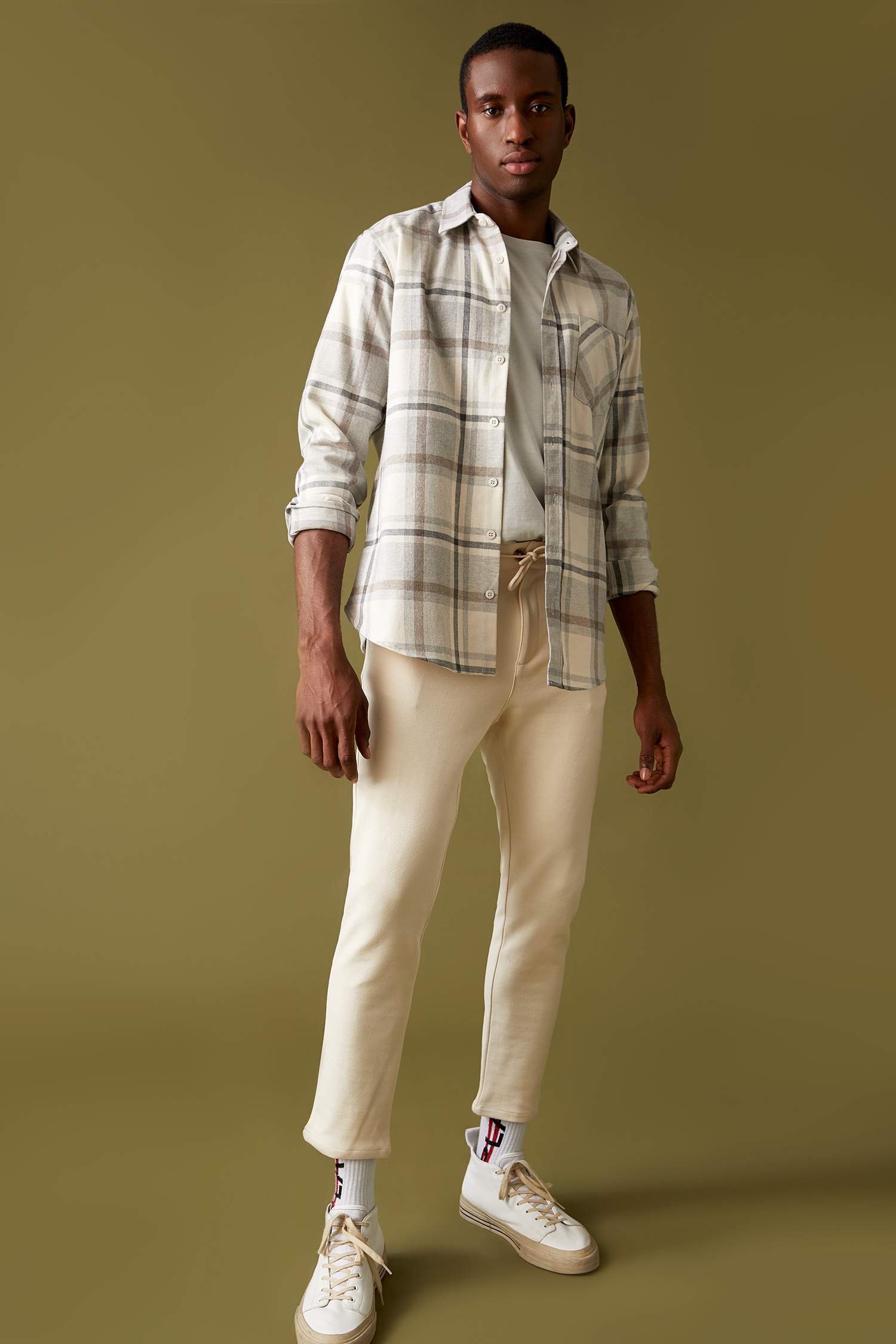 Grey MAN Modern Fit Check Print Shirt 2384598 | DeFacto