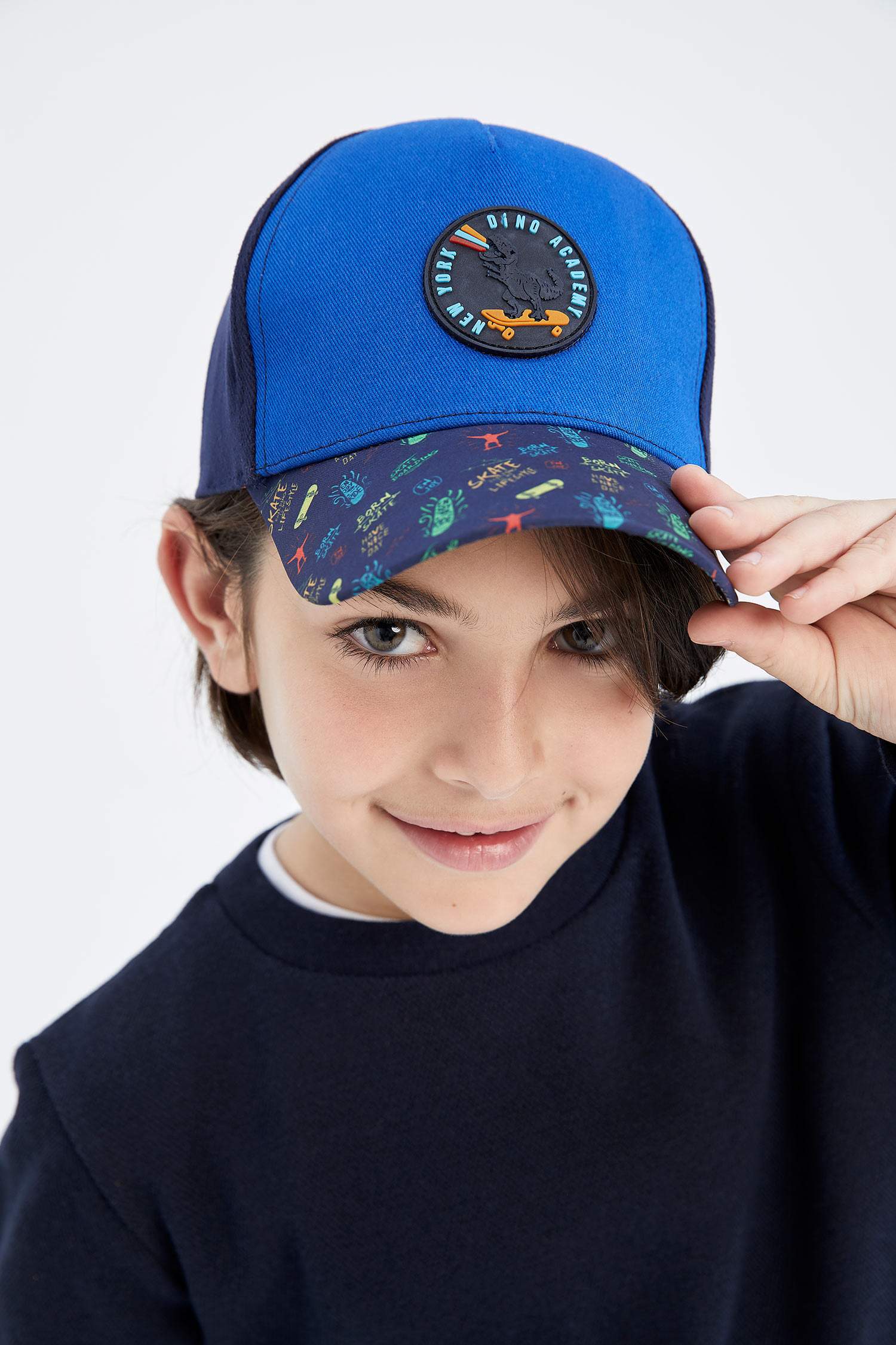 Blue Boys & Teens Boy Printed Cotton Cap Hat 2741422 | DeFacto