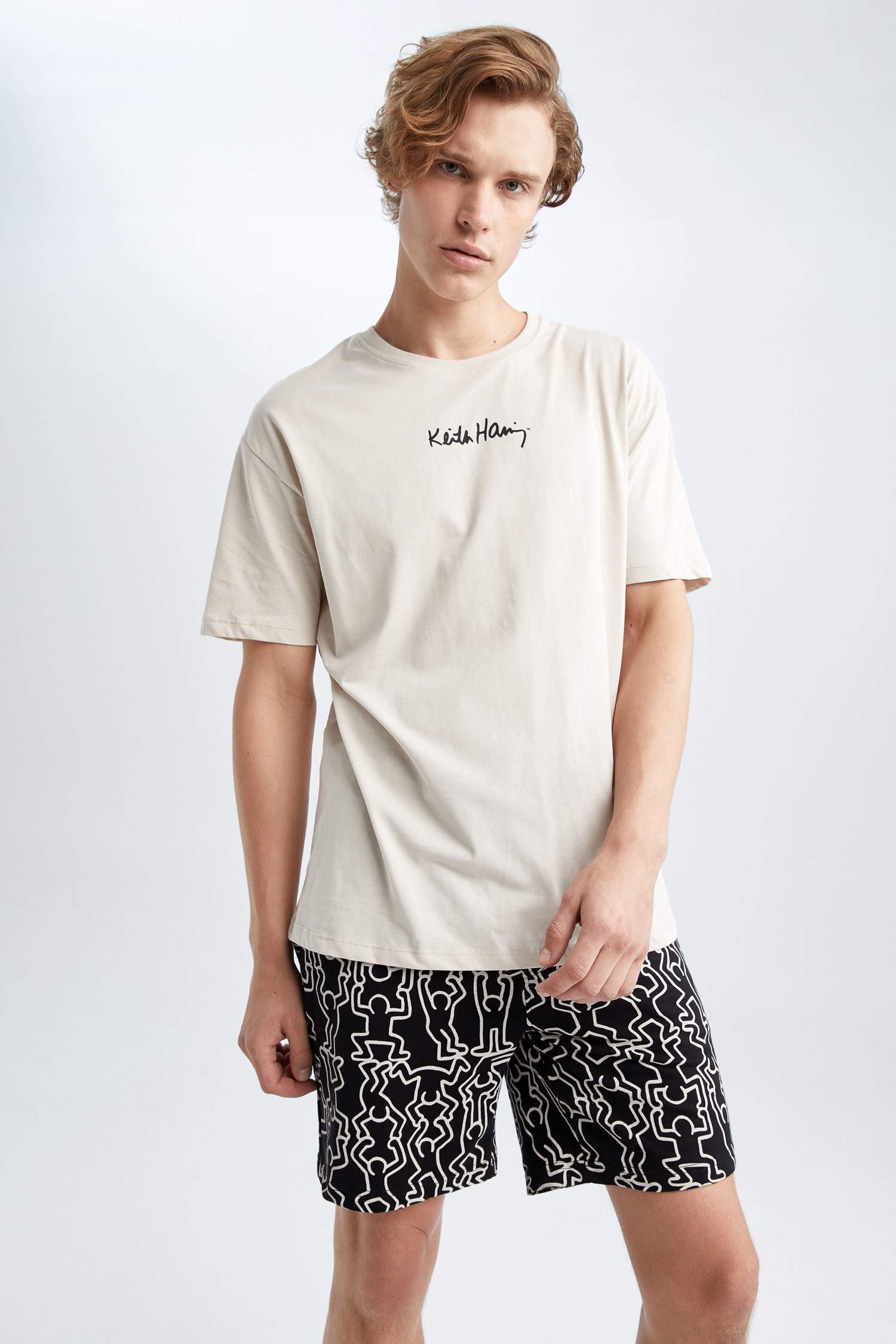 Siyah Erkek Coool Keith Haring Lisanslı Slim Fit İnce Kumaş Pamuklu ...