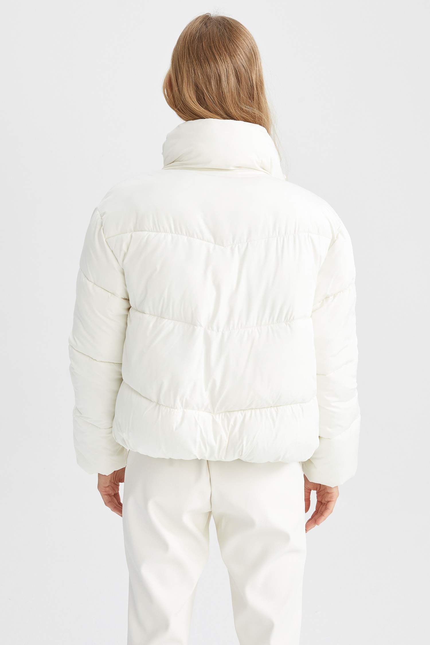 Beige Woman Relax Fit Synthetic Lining Puffer Inflatable Coat 2473761 ...