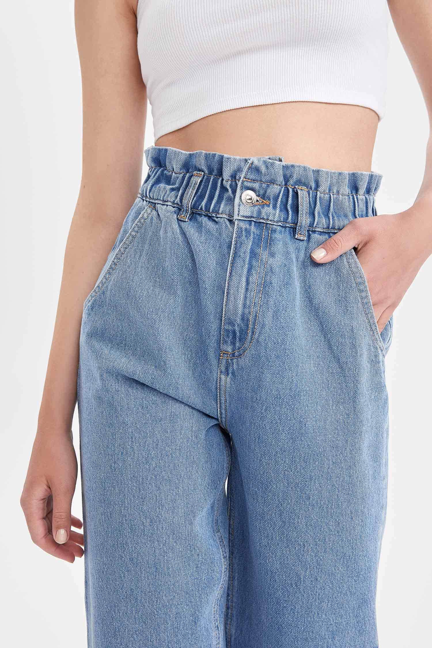 Blue Woman Paperbag Fit Denim Trousers 2527828 | DeFacto
