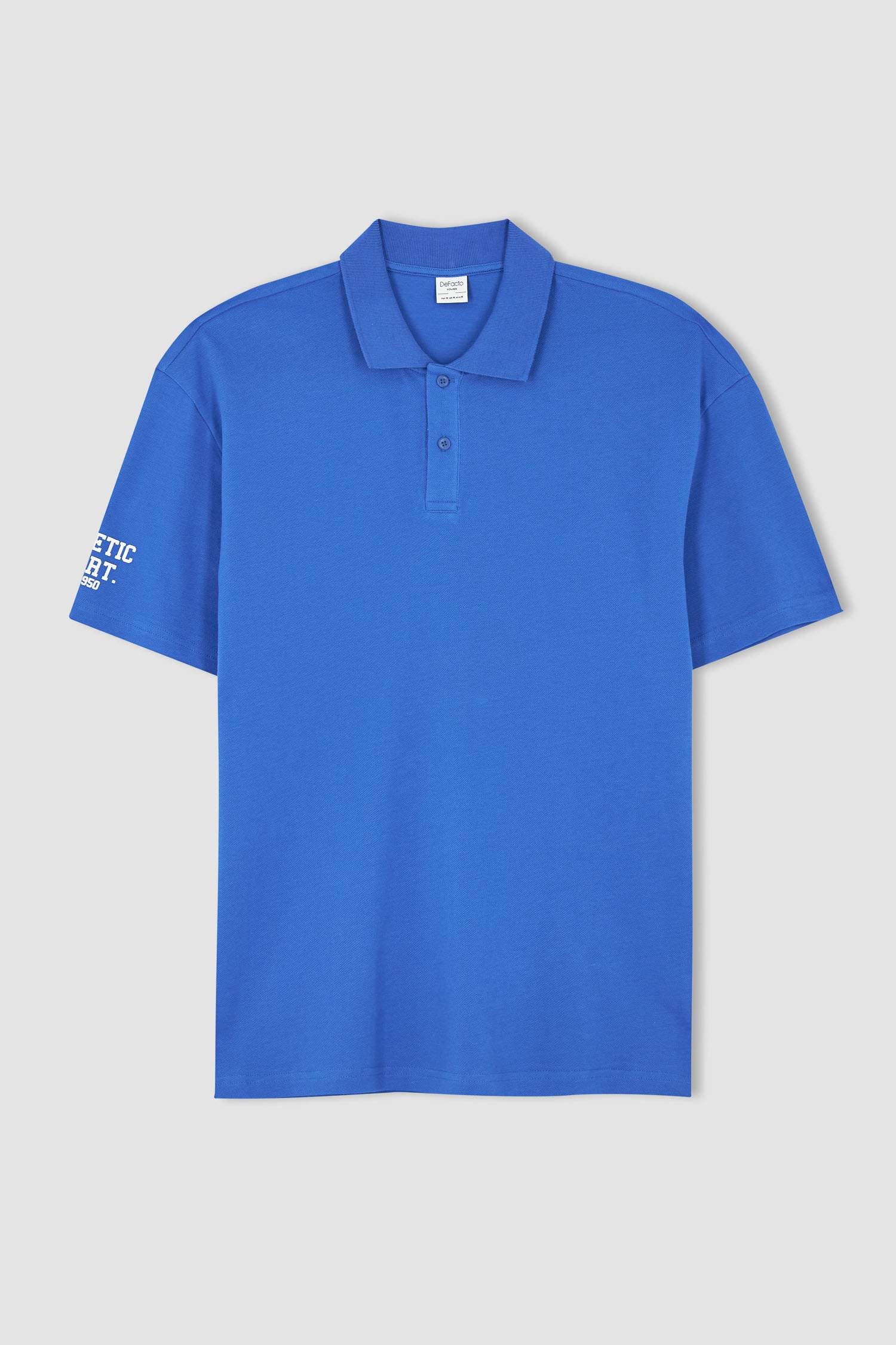 Blue Man Boxy Fit Polo Neck Printed Cotton Combed Cotton T-Shirt ...