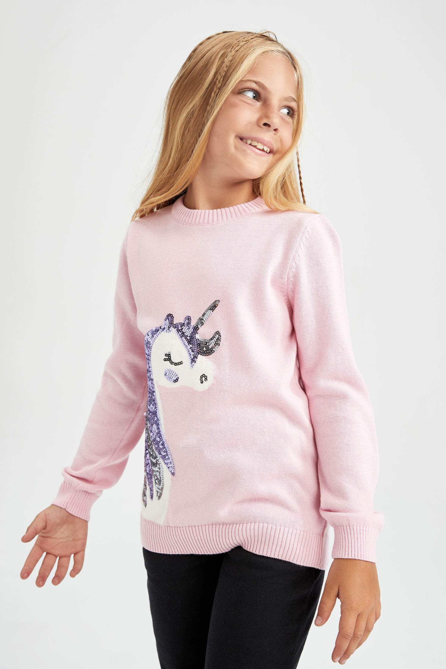Pink Girls & Teens Girl Regular Fit Crew Neck Pullover 2540003 | DeFacto