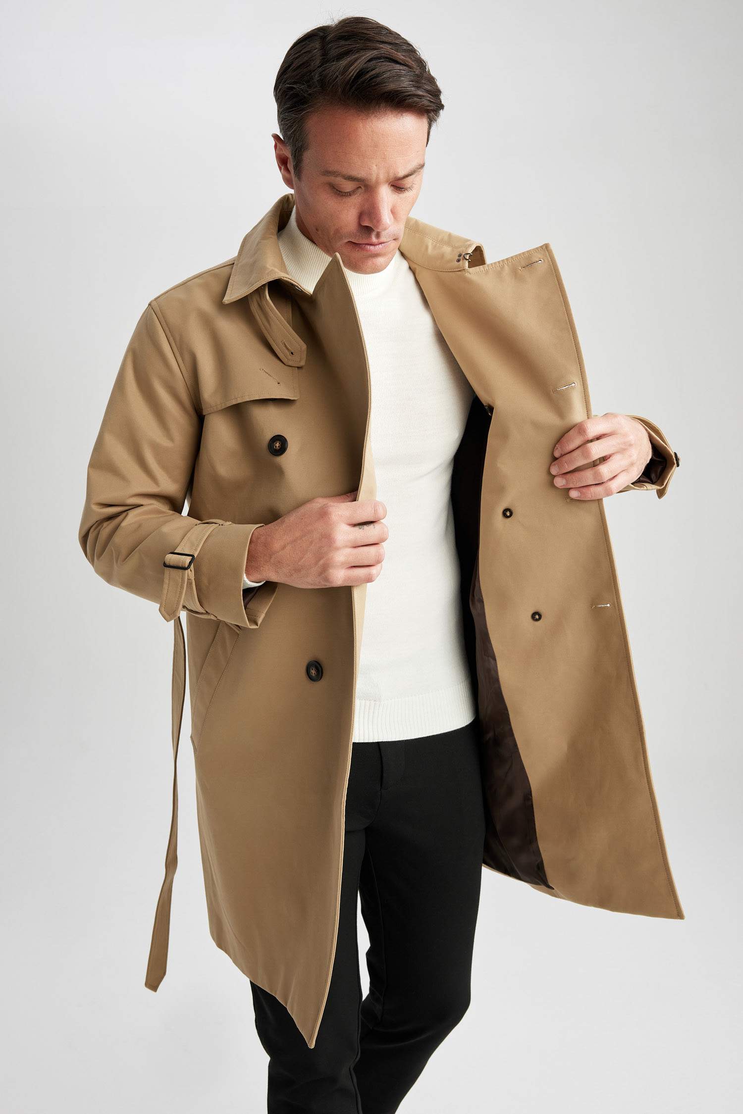 Beige MEN Regular Fit Coat 2795316 | DeFacto