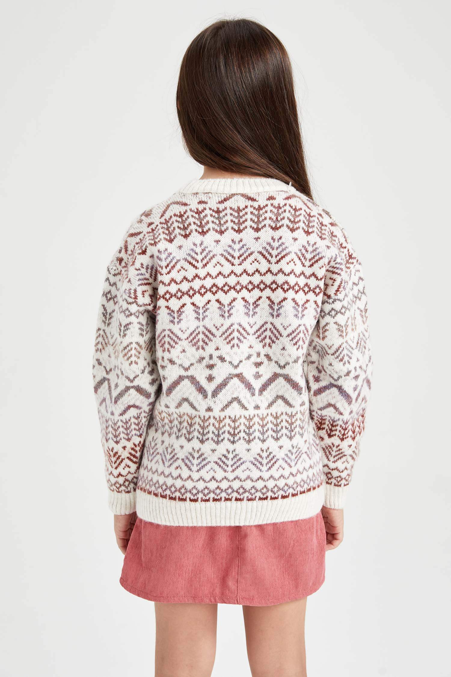 Beige GIRLS & TEENS Girl Regular Fit Crew Neck Pullover 2669184 | DeFacto