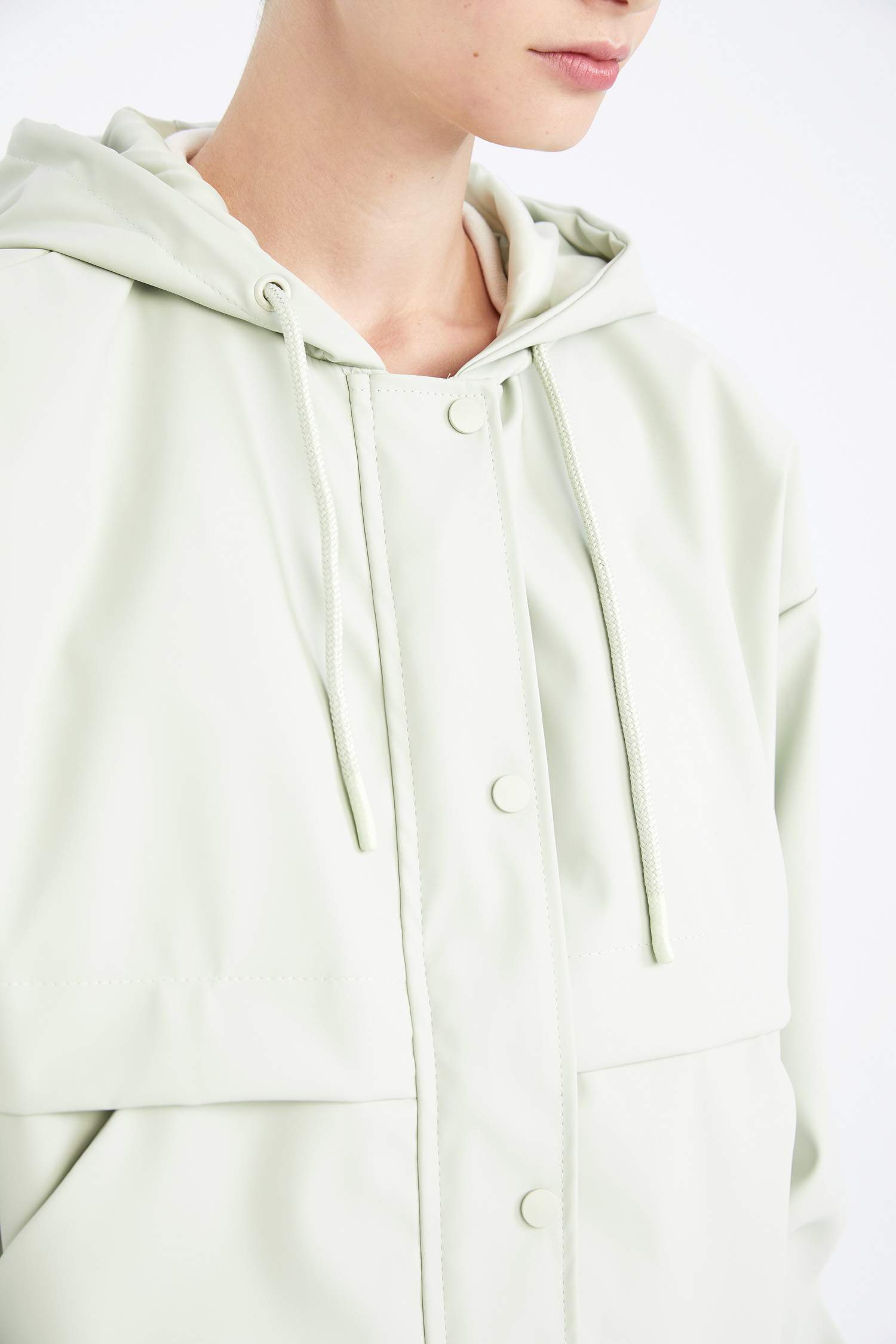 Turquoise WOMAN Water Repellent Hooded Raincoat 2657255 | DeFacto