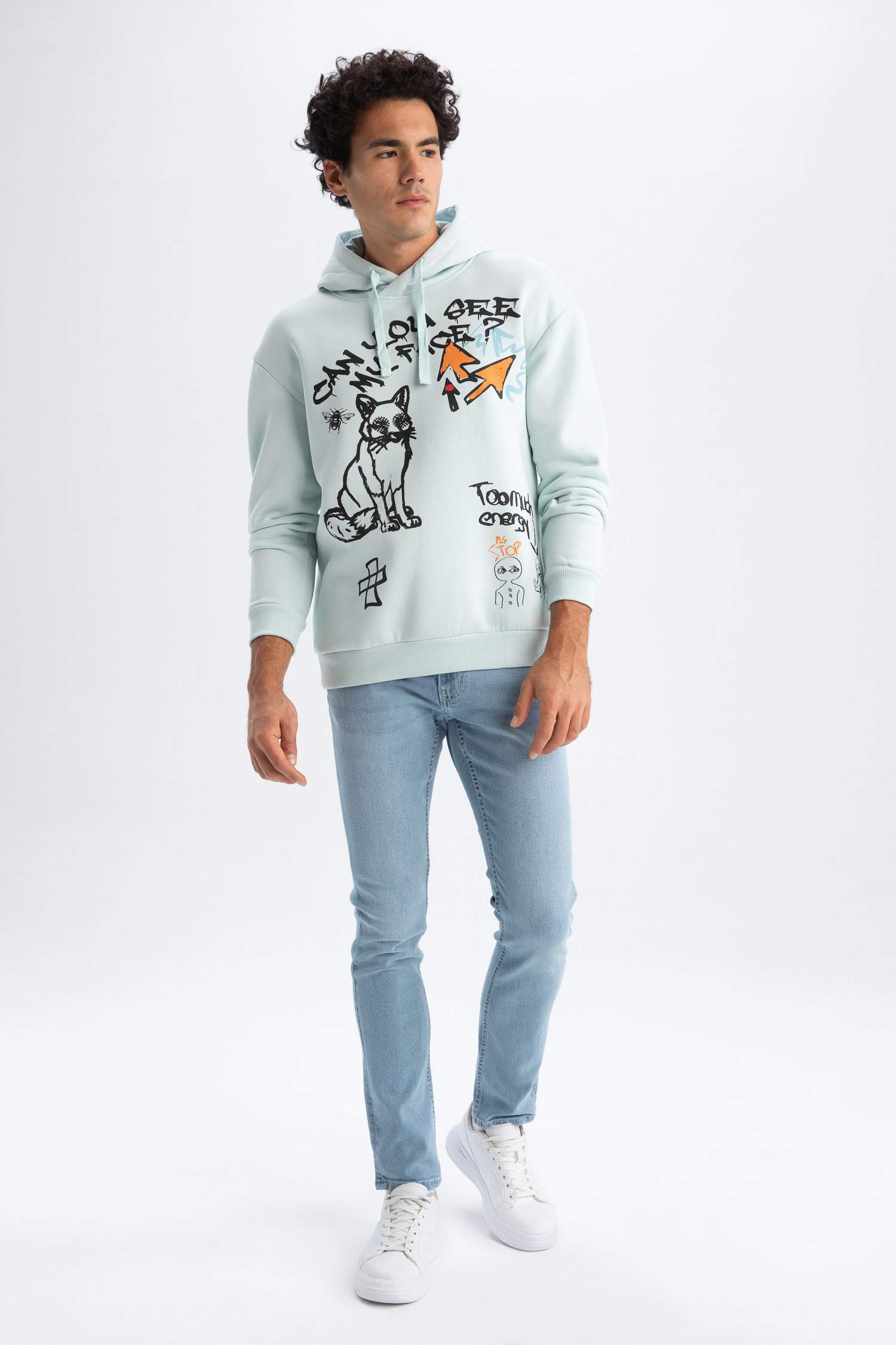 Mavi Erkek Boxy Fit Kapüşonlu Sweatshirt 2745043 | DeFacto