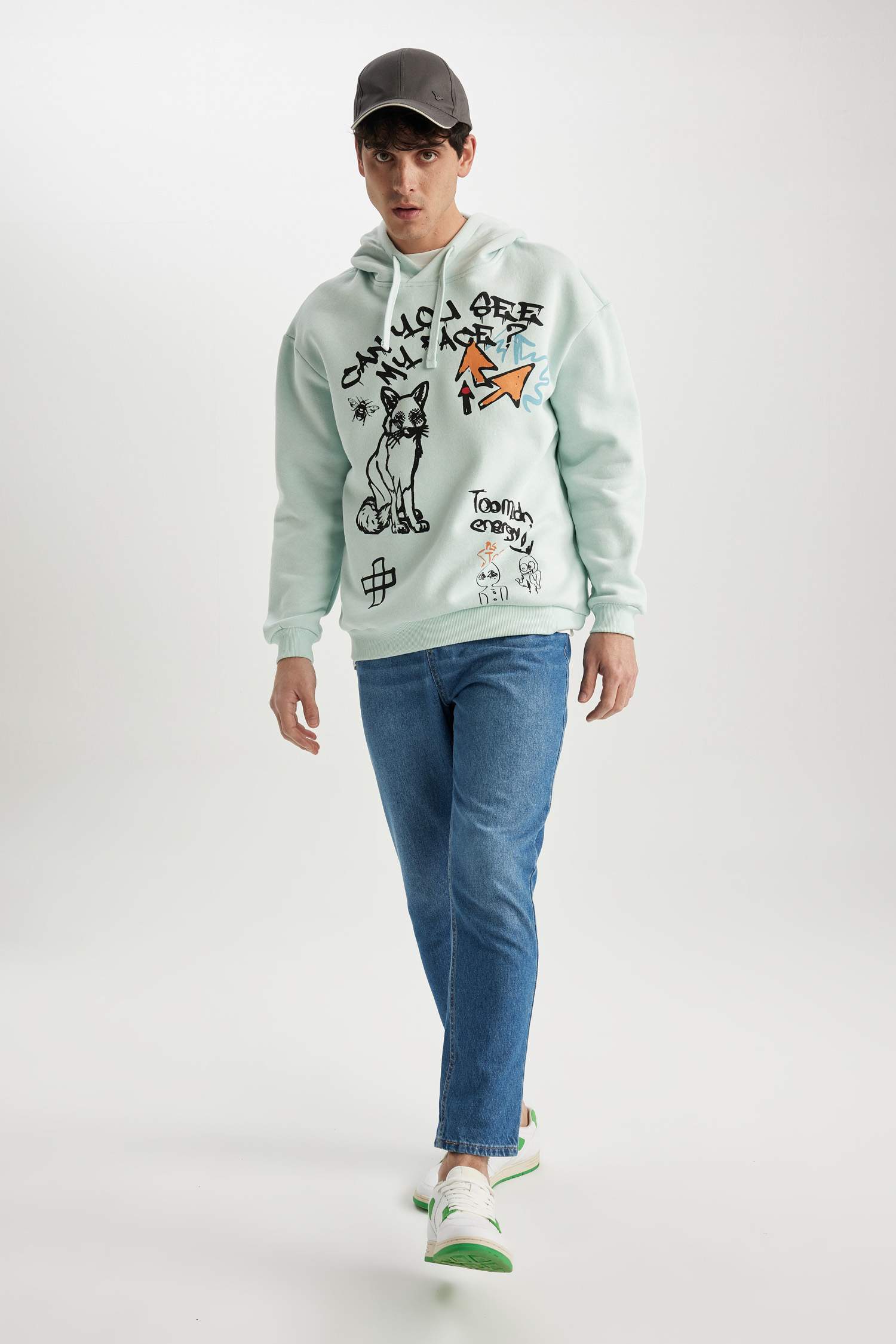 Mavi Erkek Boxy Fit Kapüşonlu Sweatshirt 2745043 | DeFacto